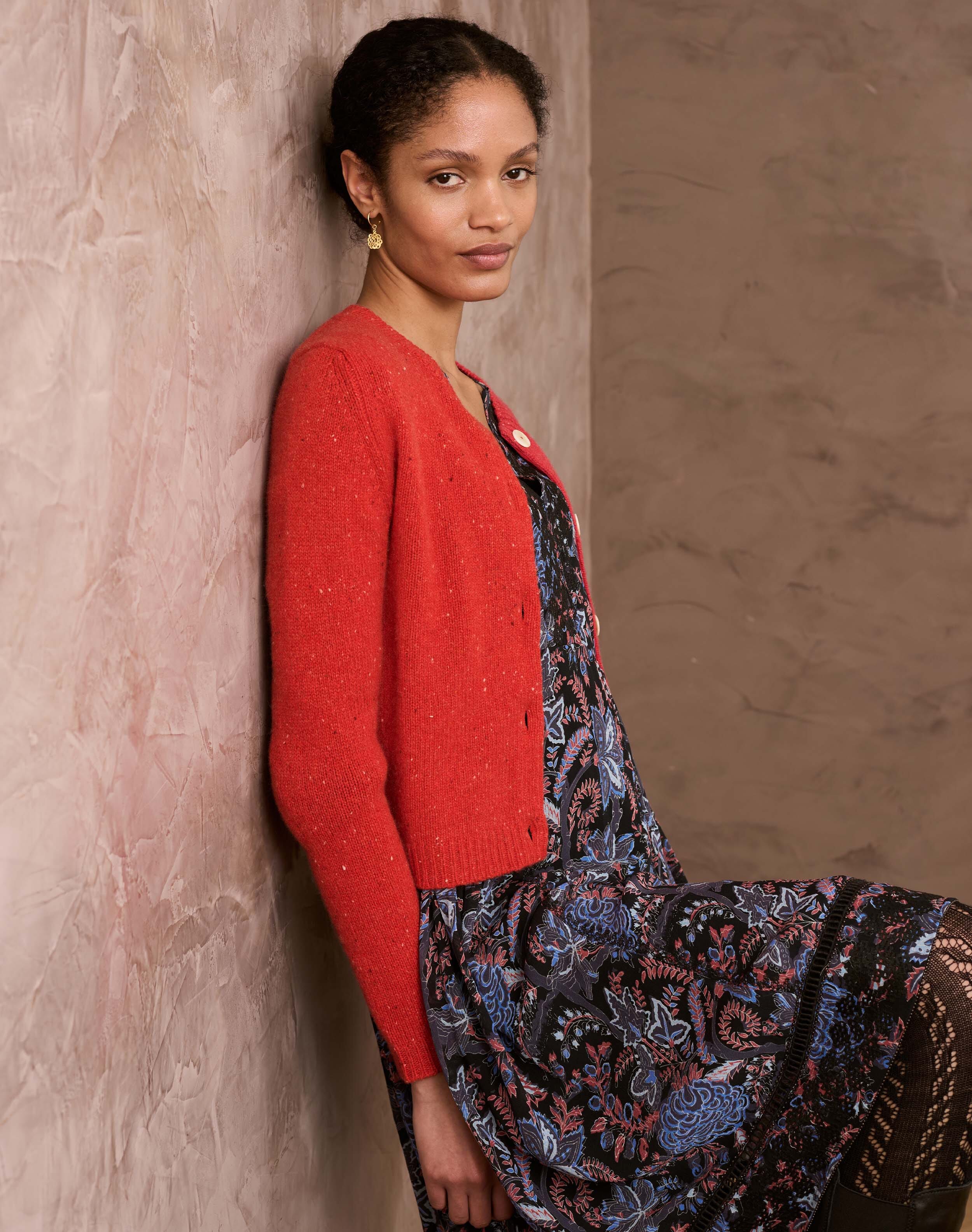 Red Cashmere Donegal Cardigan | Women's Knitwear | Brora Sale