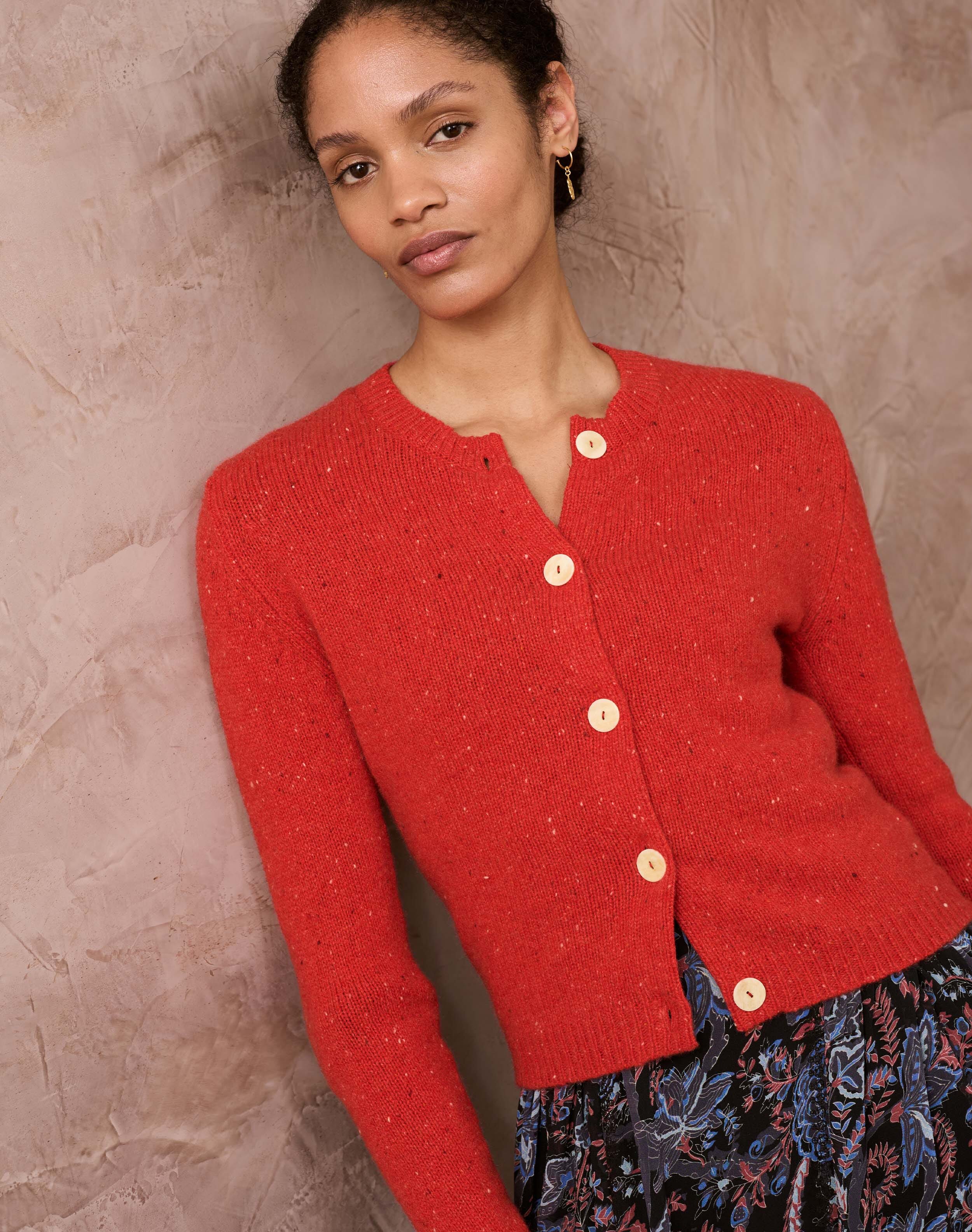 Red Cashmere Donegal Cardigan | Women's Knitwear | Brora Sale