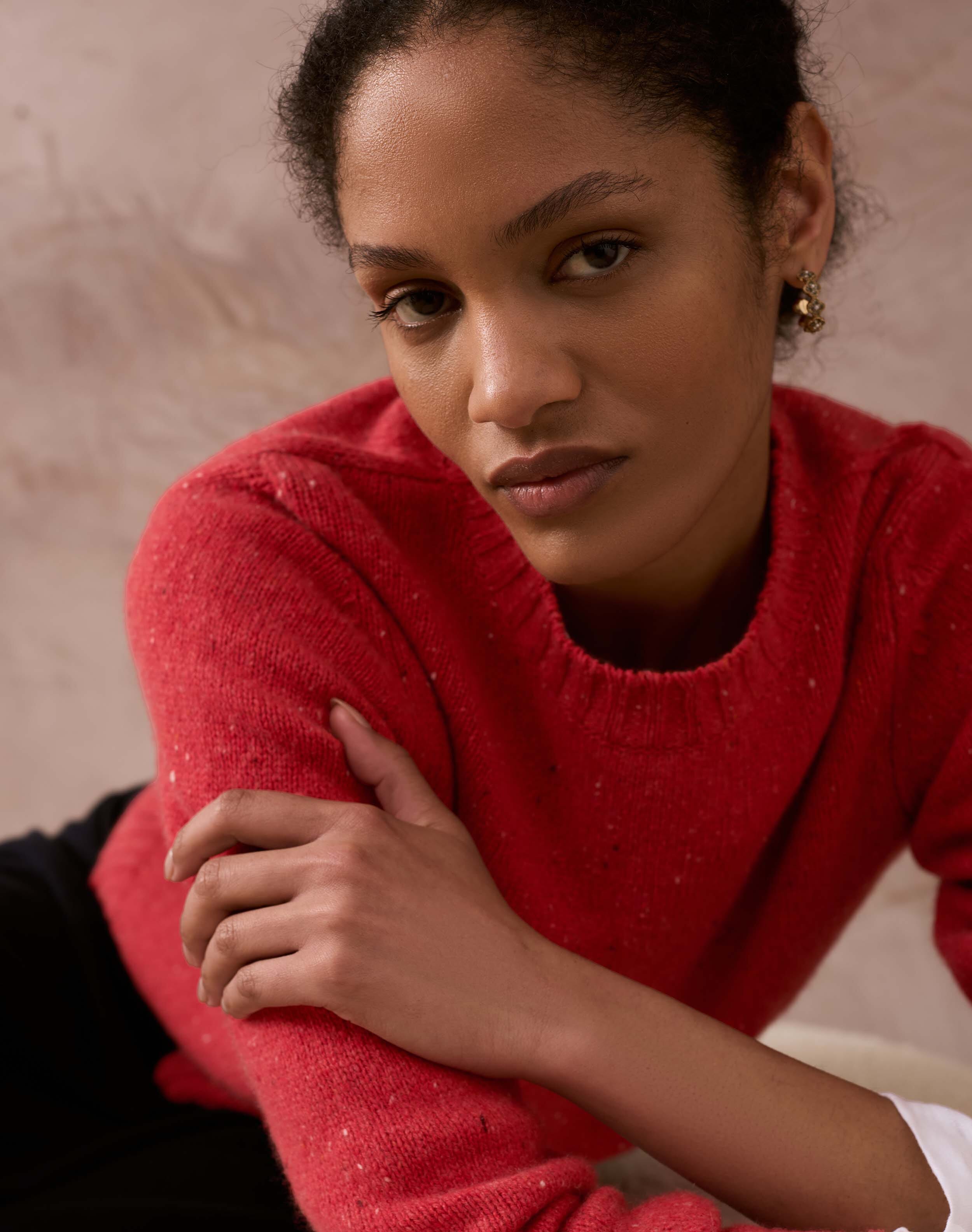 Red Cashmere Donegal Jumper | Women's Knitwear | Brora Sale