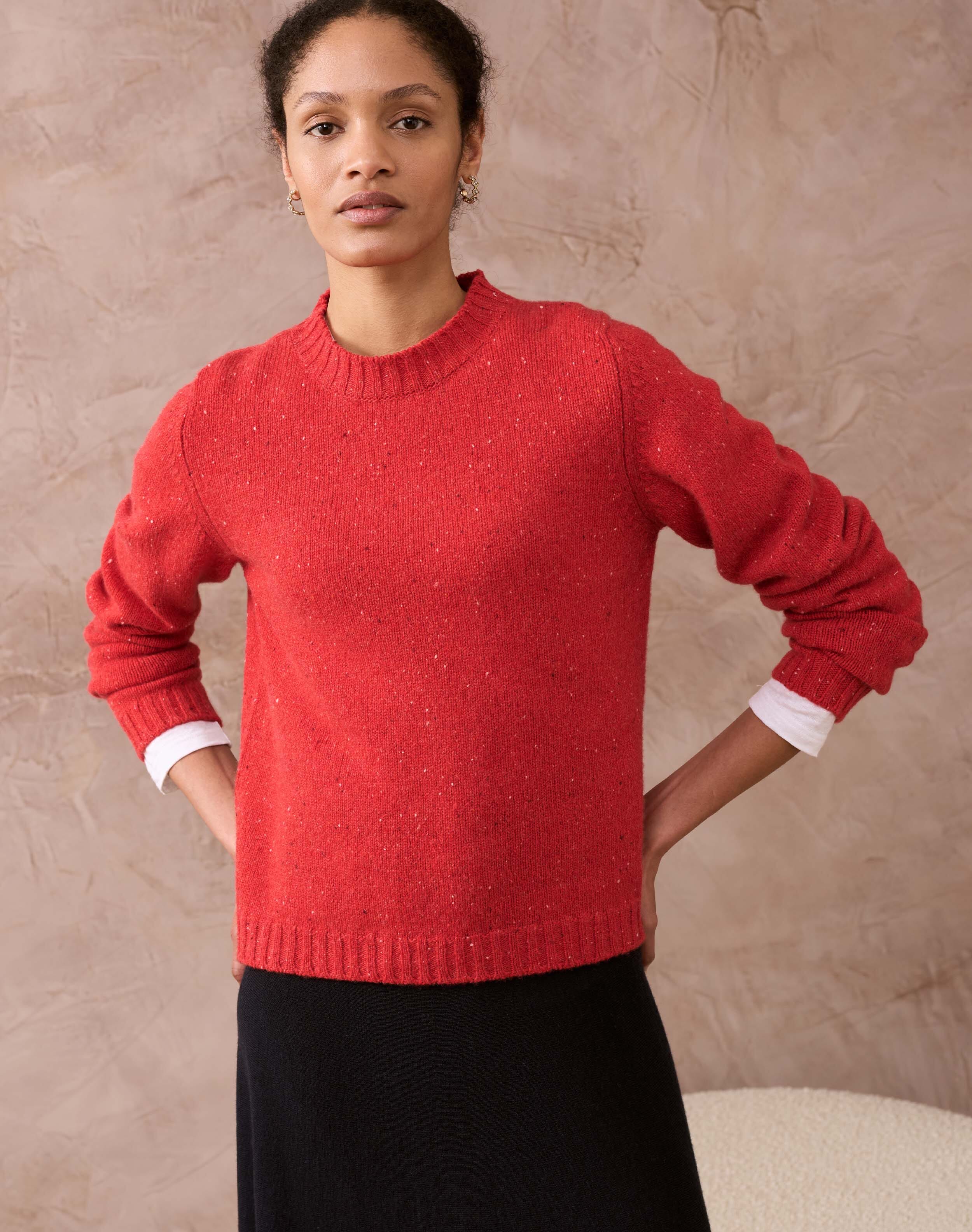 Red Cashmere Donegal Jumper | Women's Knitwear | Brora Sale