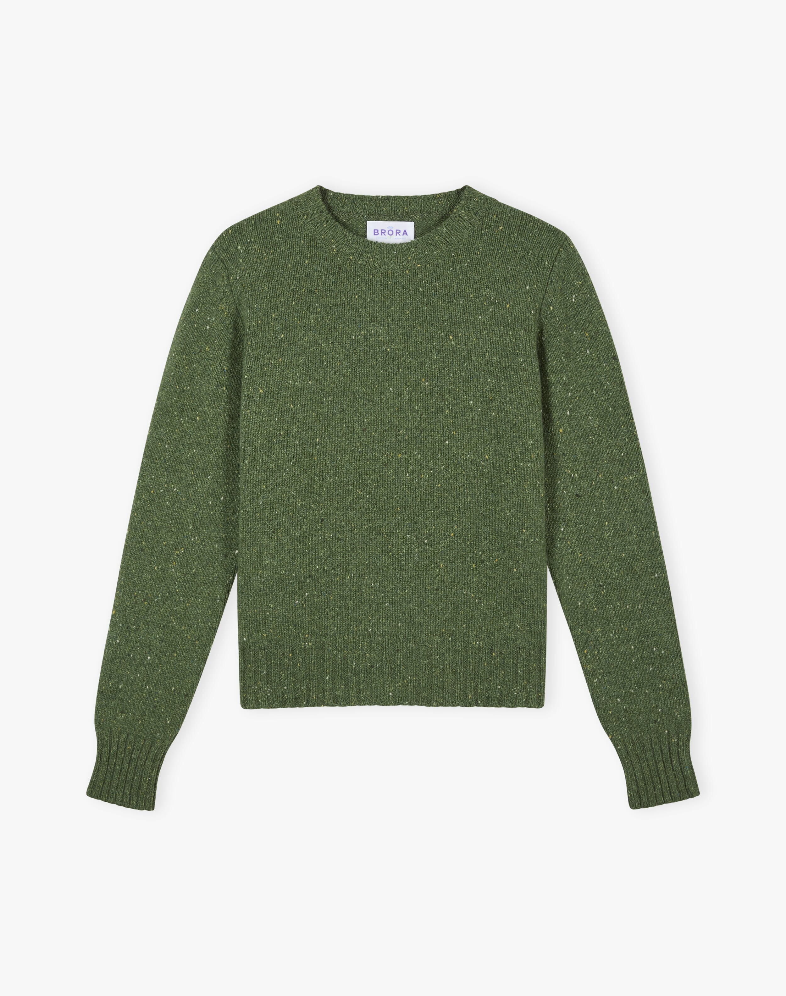 Scottish Cashmere Donegal Jumper in Tarragon | Brora Clearance