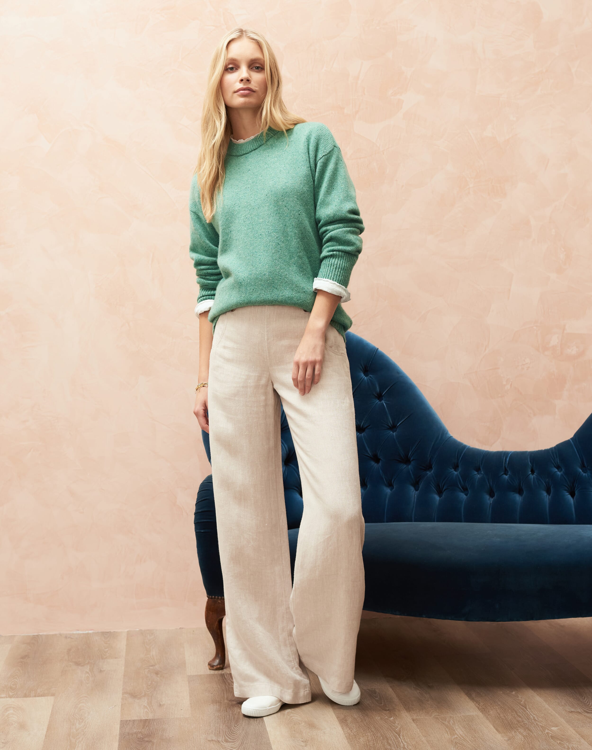 Scottish Cashmere Donegal Jumper in Jade | Brora