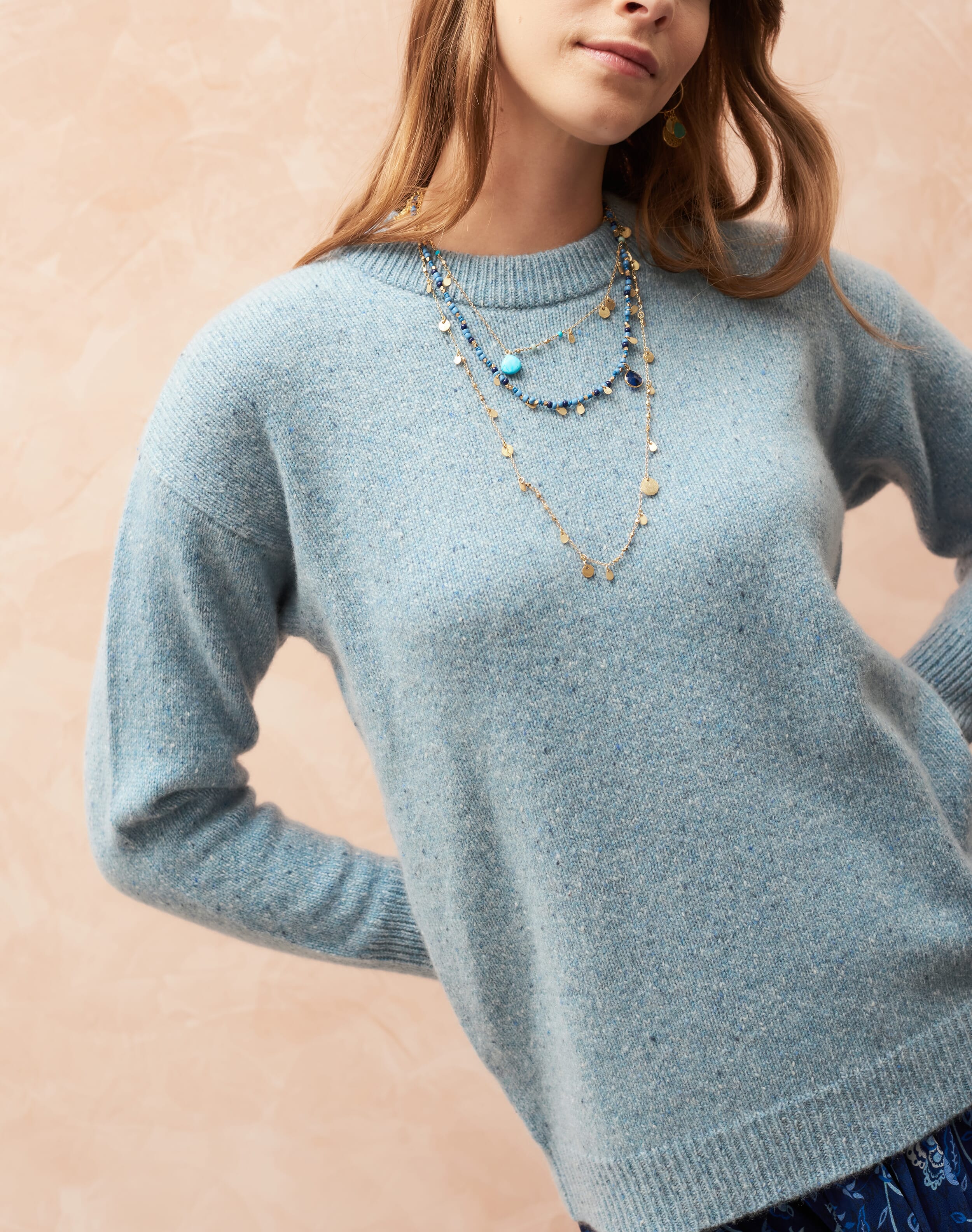 Cashmere Donegal Jumper in Opal | Women's Knitwear | Brora