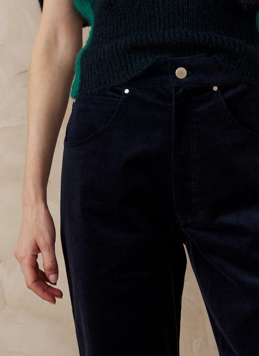 Midnight Cotton Velvet Boyfriend Jeans | Womenswear | Brora