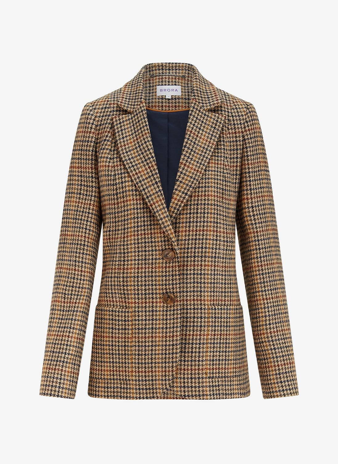 Oak & Navy Dogtooth Check Wool Blazer | Wpmen's Jackets | Brora