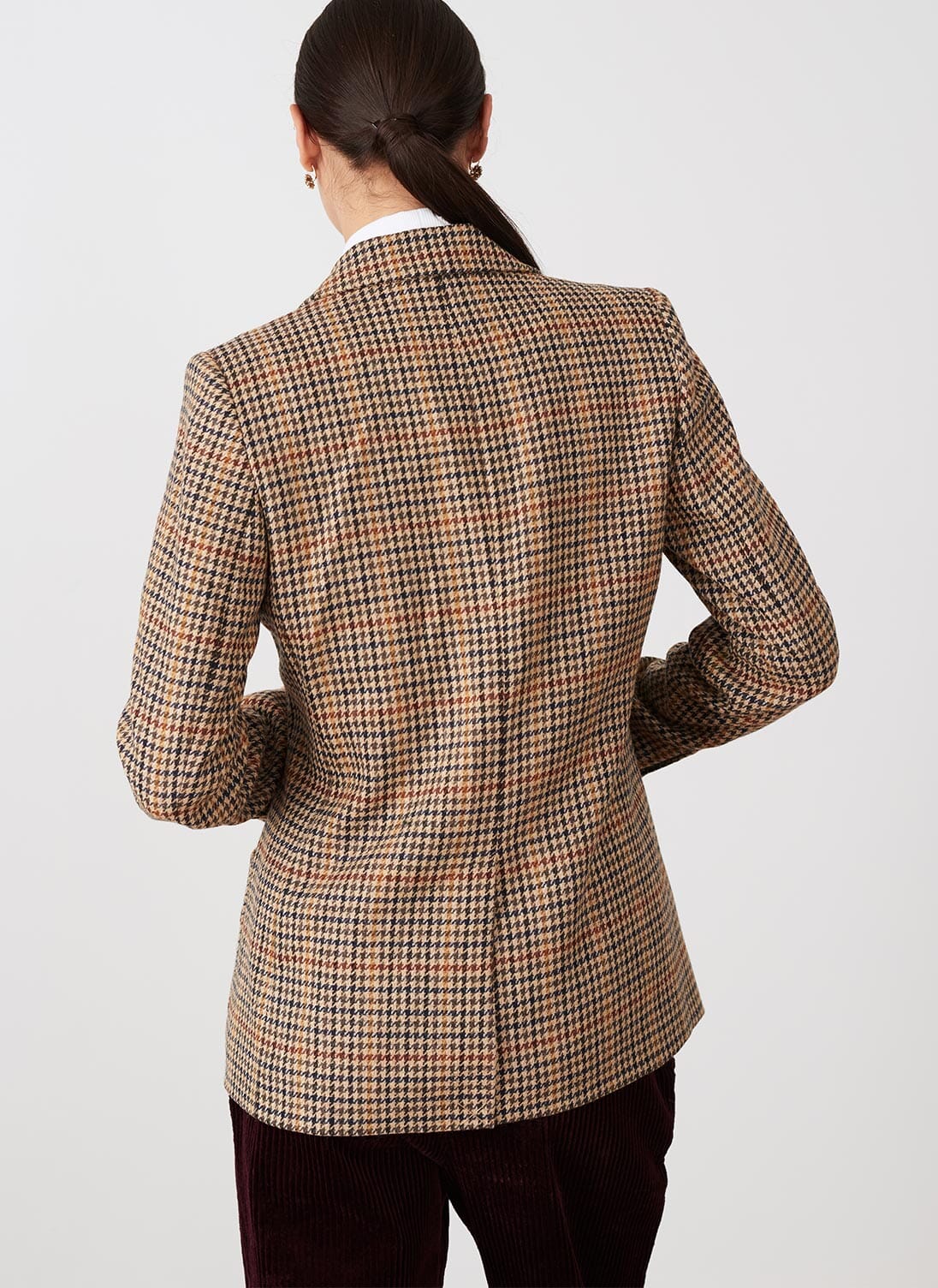 Oak & Navy Dogtooth Check Wool Blazer | Wpmen's Jackets | Brora