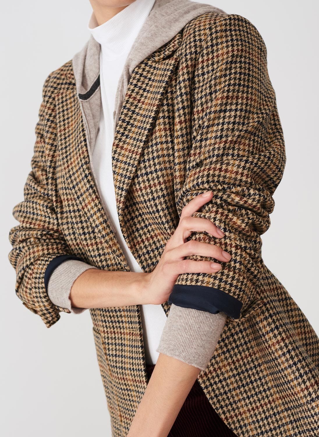 Oak & Navy Dogtooth Check Wool Blazer | Wpmen's Jackets | Brora