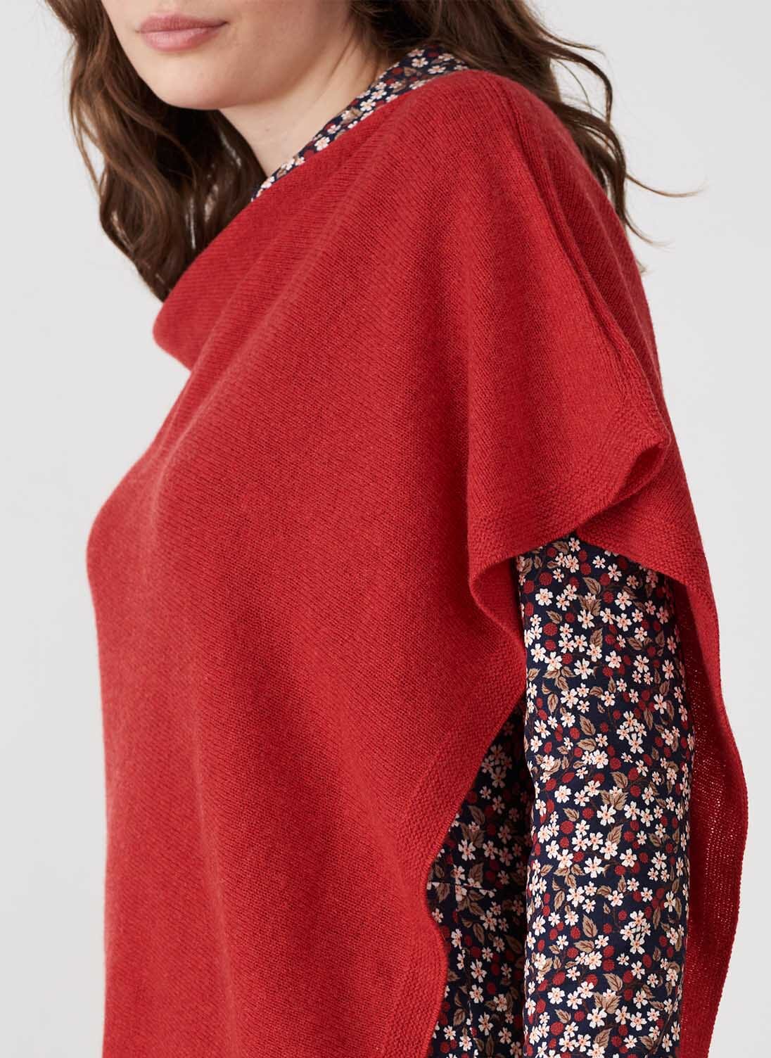 Flame Cashmere Gauzy Knit Poncho | Women's Ponchos & Capes | Brora Online