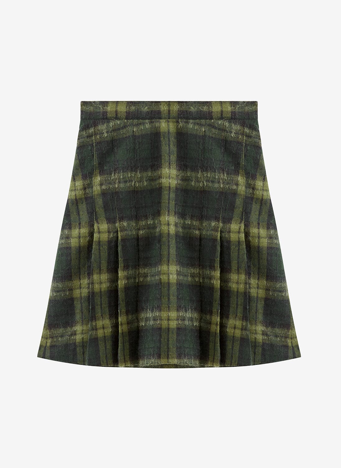 Khaki & Carbon Scottish Mohair Wool Kilt | Womenswear | Brora
