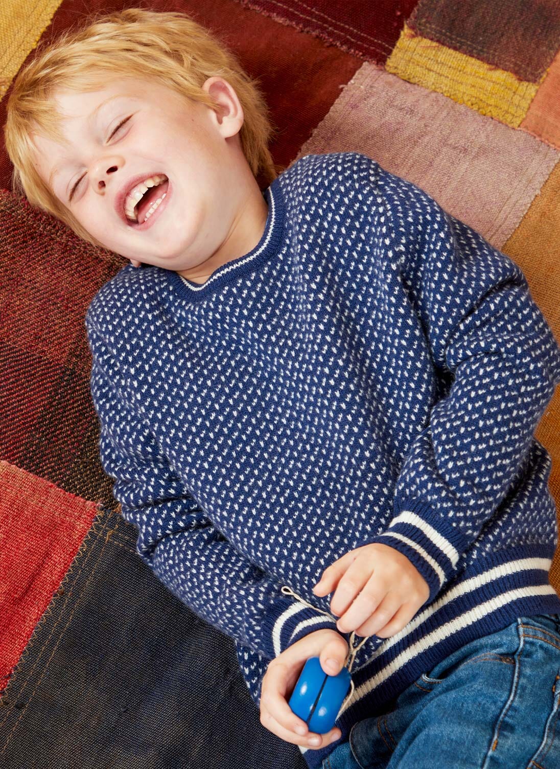 Indigo Wool & Cashmere Norwegian Jumper | Children's Knitwear | Brora