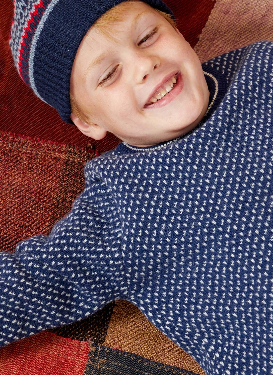 Indigo Wool & Cashmere Norwegian Jumper | Children's Knitwear | Brora