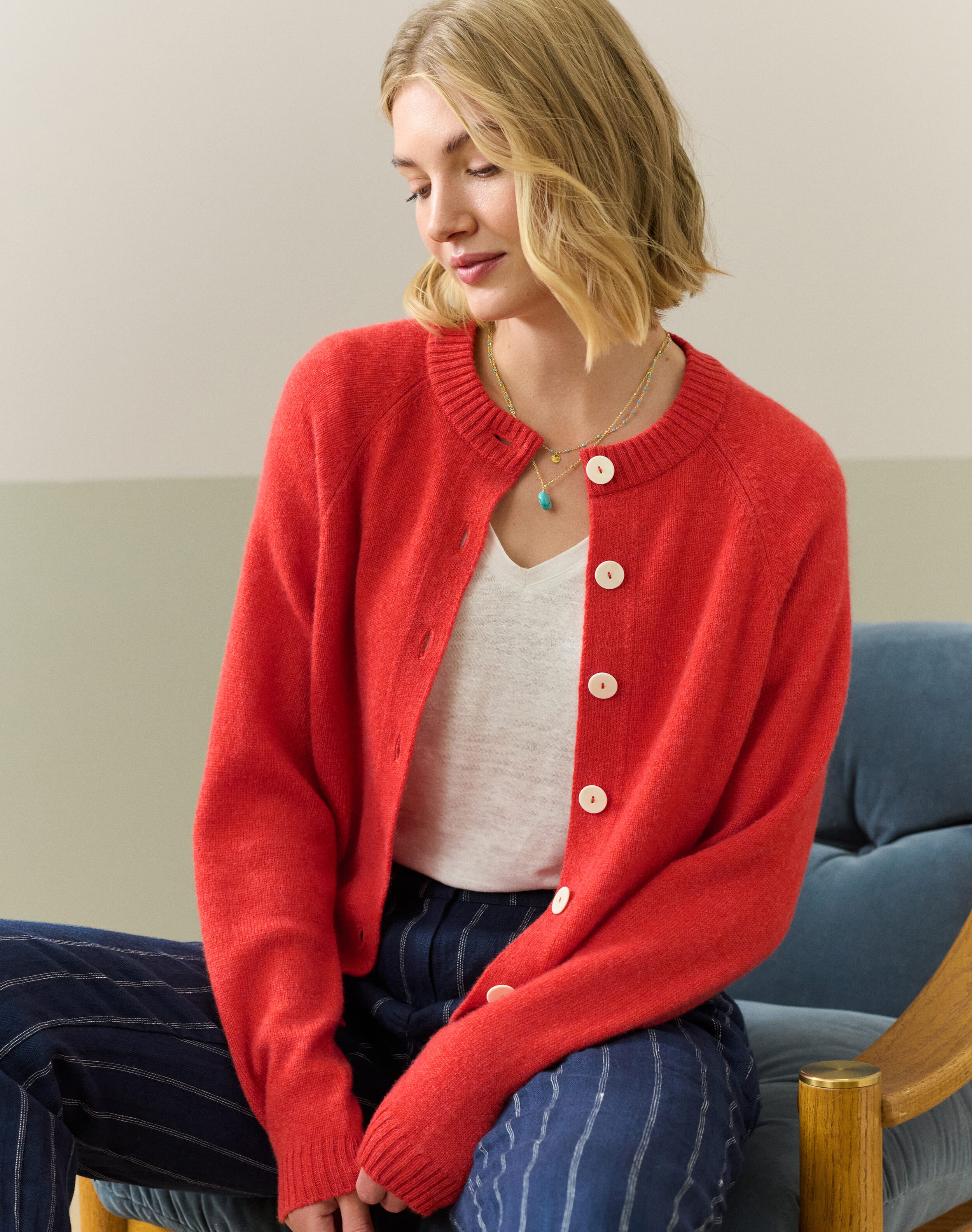 Cashmere Cardigan in Clementine | Women's Knitwear | Brora