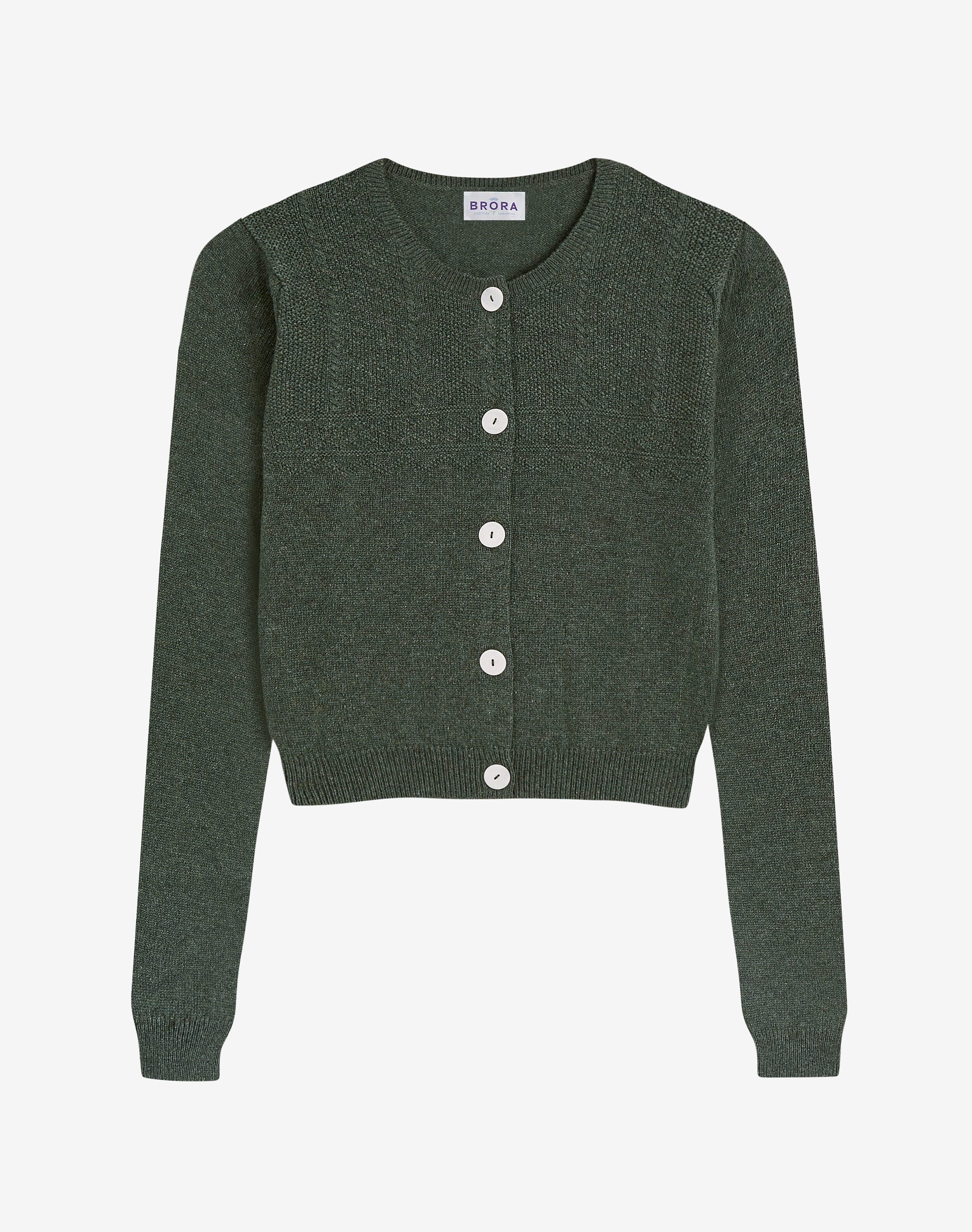 Cashmere Cropped Cardigan in Moss | Women's Knitwear | Brora