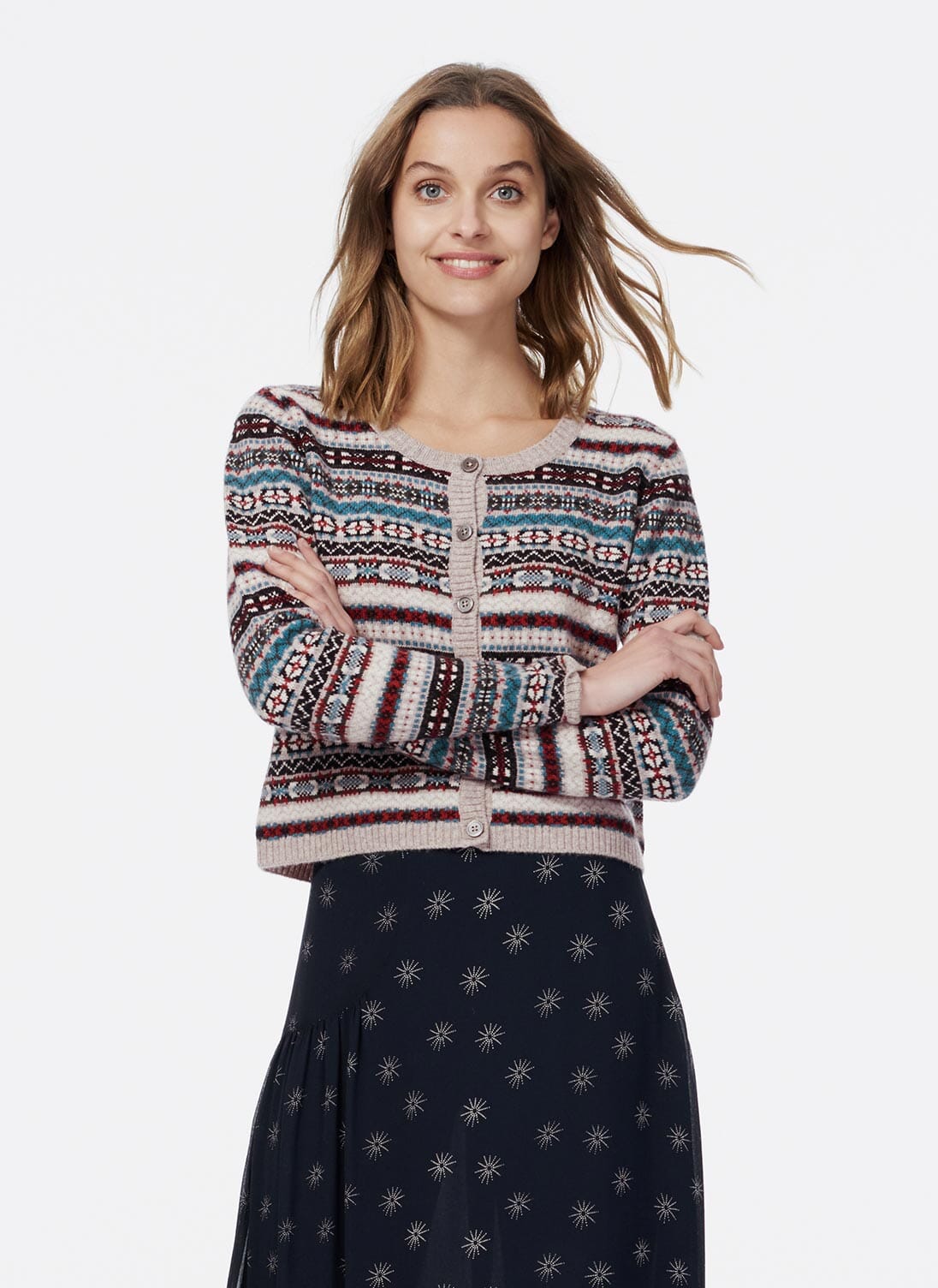 Cashmere Fair Isle Cardigan | Brora.co.uk