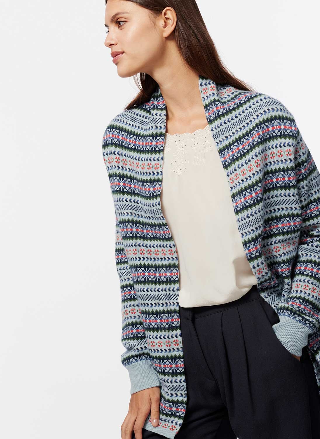 Cloud Cashmere Fair Isle Shawl Cardigan | Brora