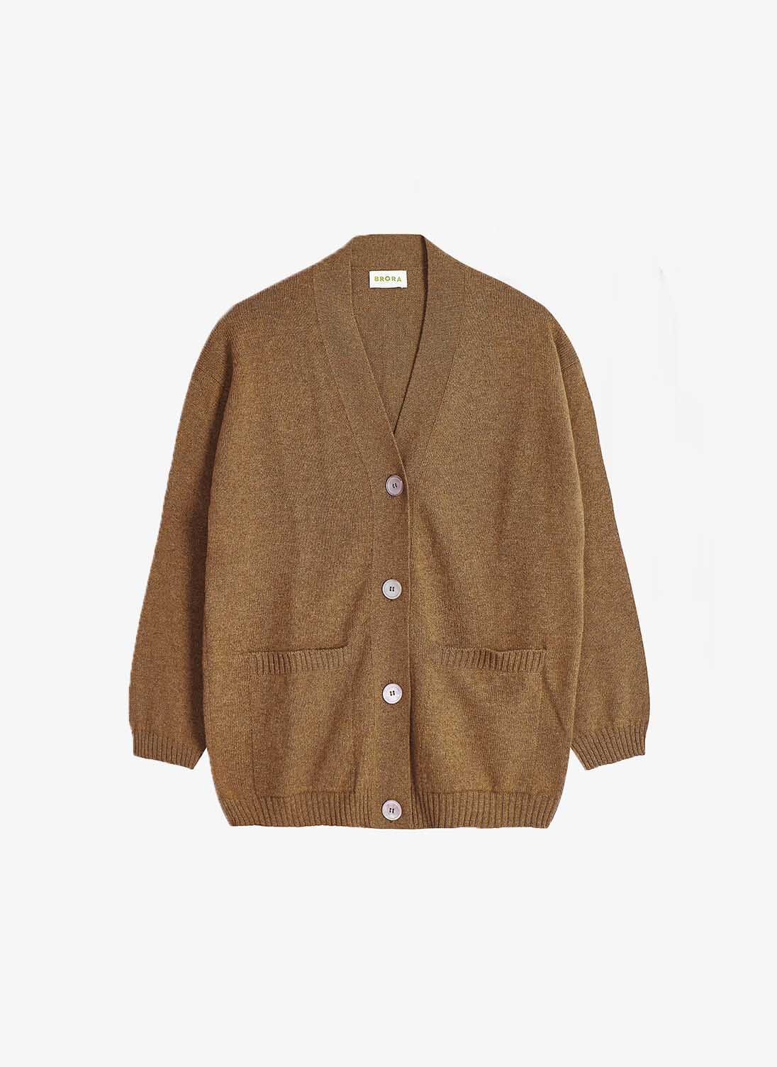 Caramel Cashmere V Neck Cardigan | Women's Cardigans | Brora