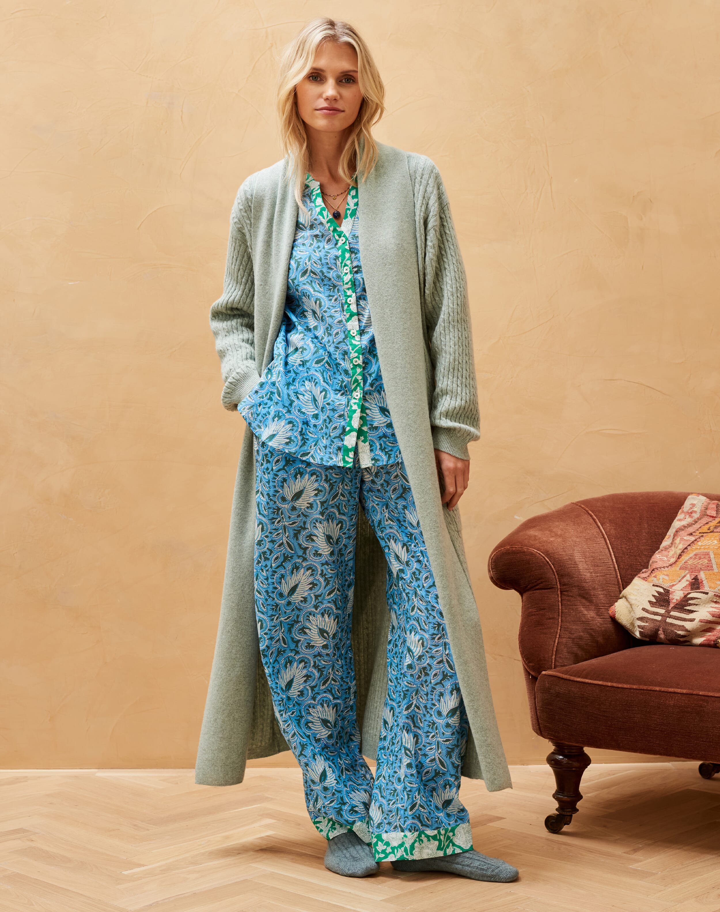 Blue Cashmere Dressing Gown | Nightwear | Brora Fashion
