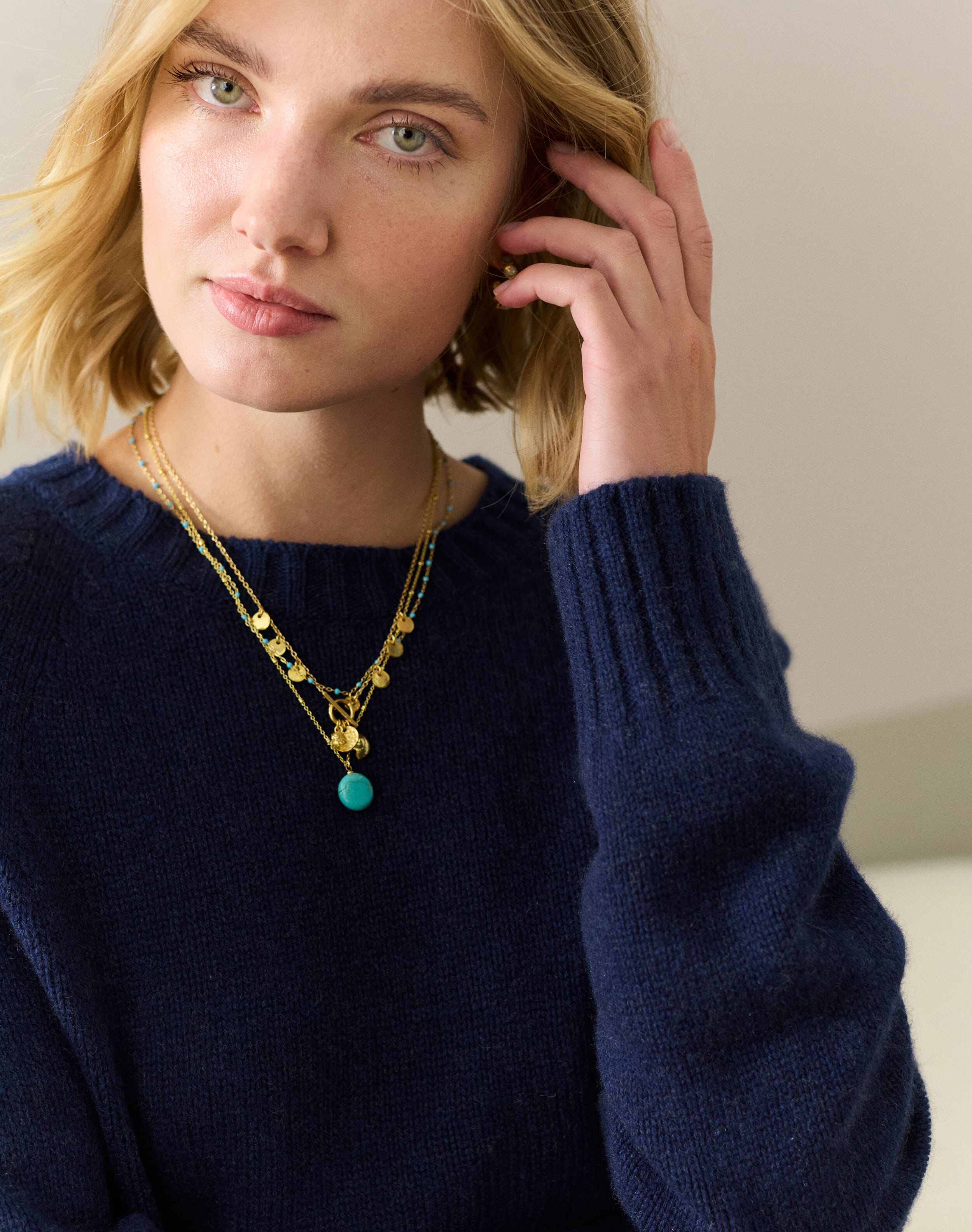 Cashmere Long Line Jumper in Navy | Women's Jumpers | Brora