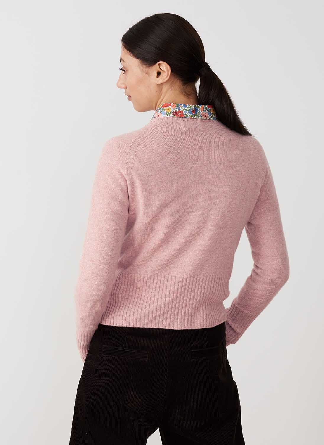 Antique Pink Cashmere Boxy Jumper | Women's Cashmere Jumpers | Brora