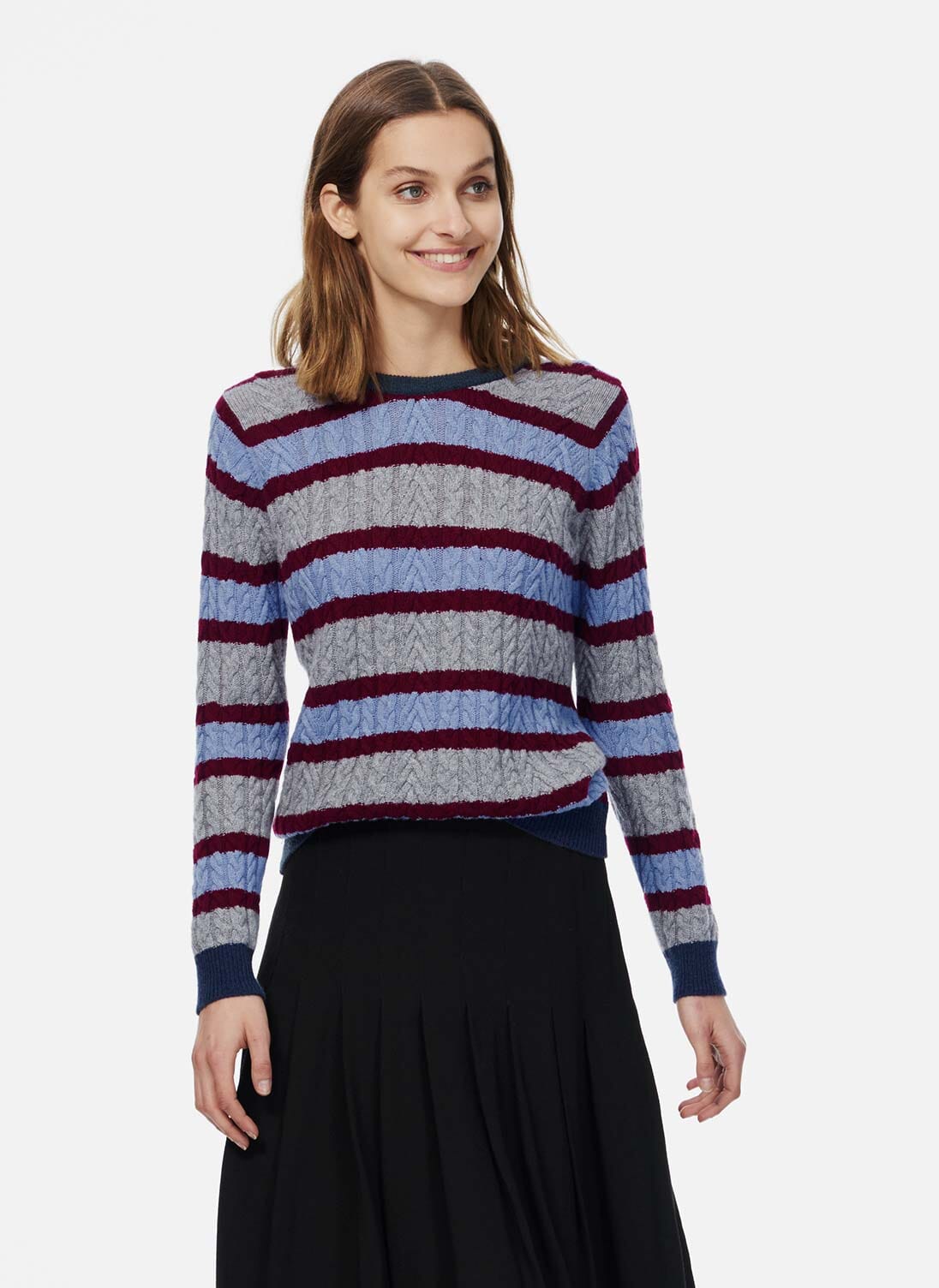 Cashmere Cable & Stripe Jumper | Brora