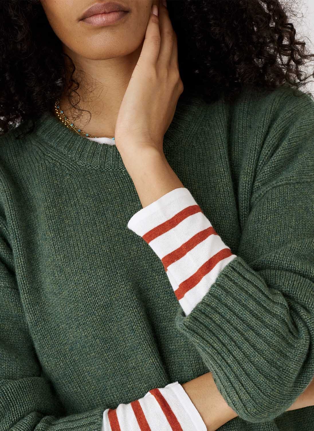 Olive Cashmere Oversized Jumper | Women's Jumpers | Brora UK