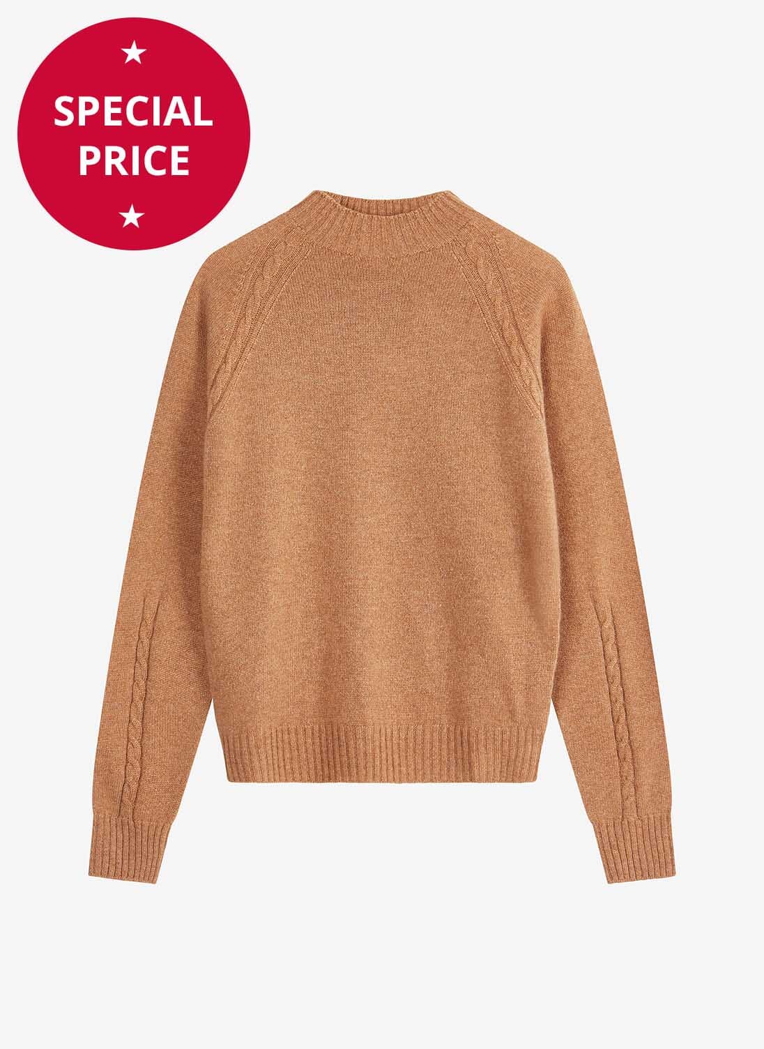Caramel Women's Cashmere Cable Jumper | Cashmere Outlet | Brora