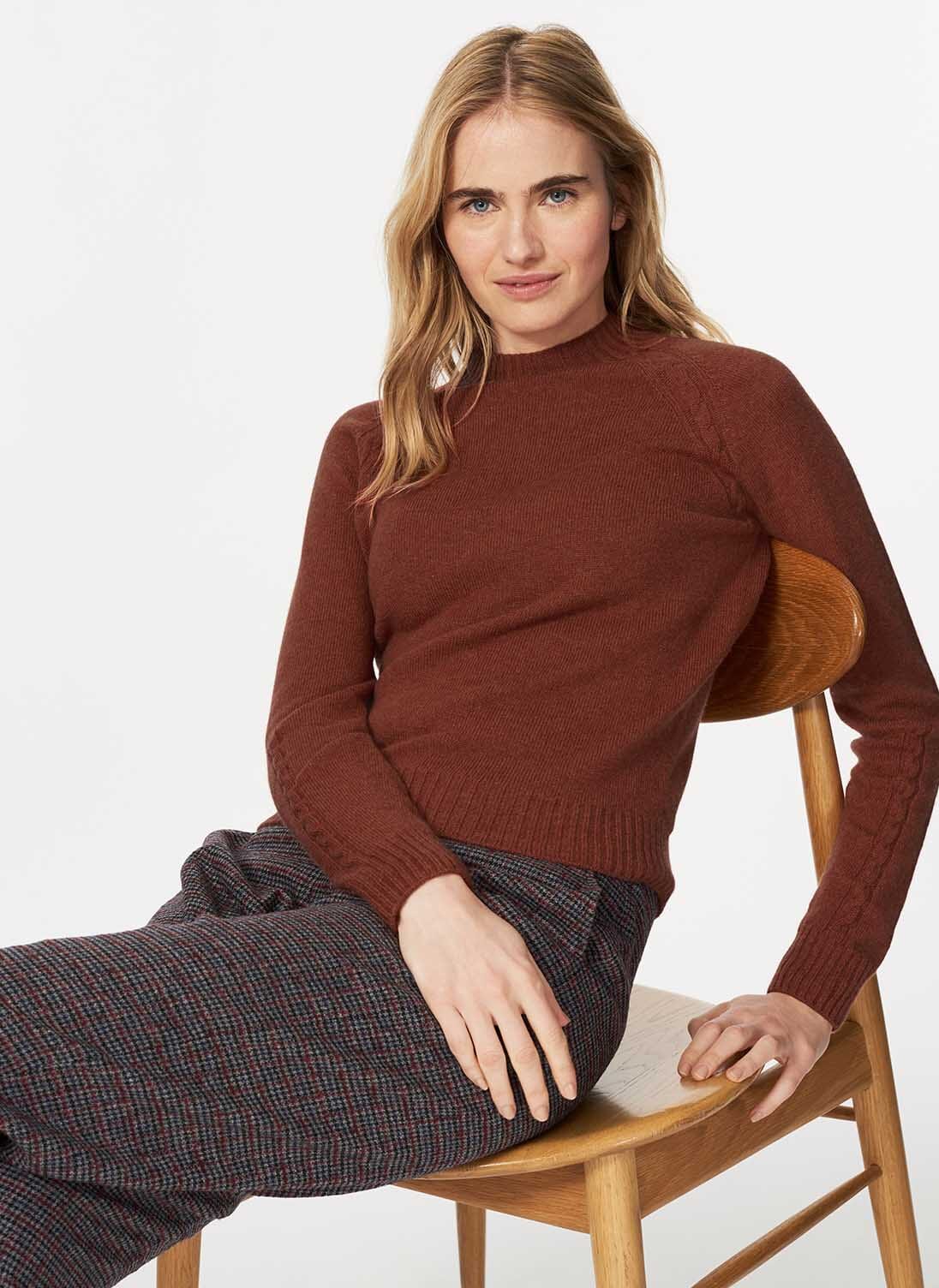 Rust Cashmere Cable Jumper | Women's Jumpers | Brora
