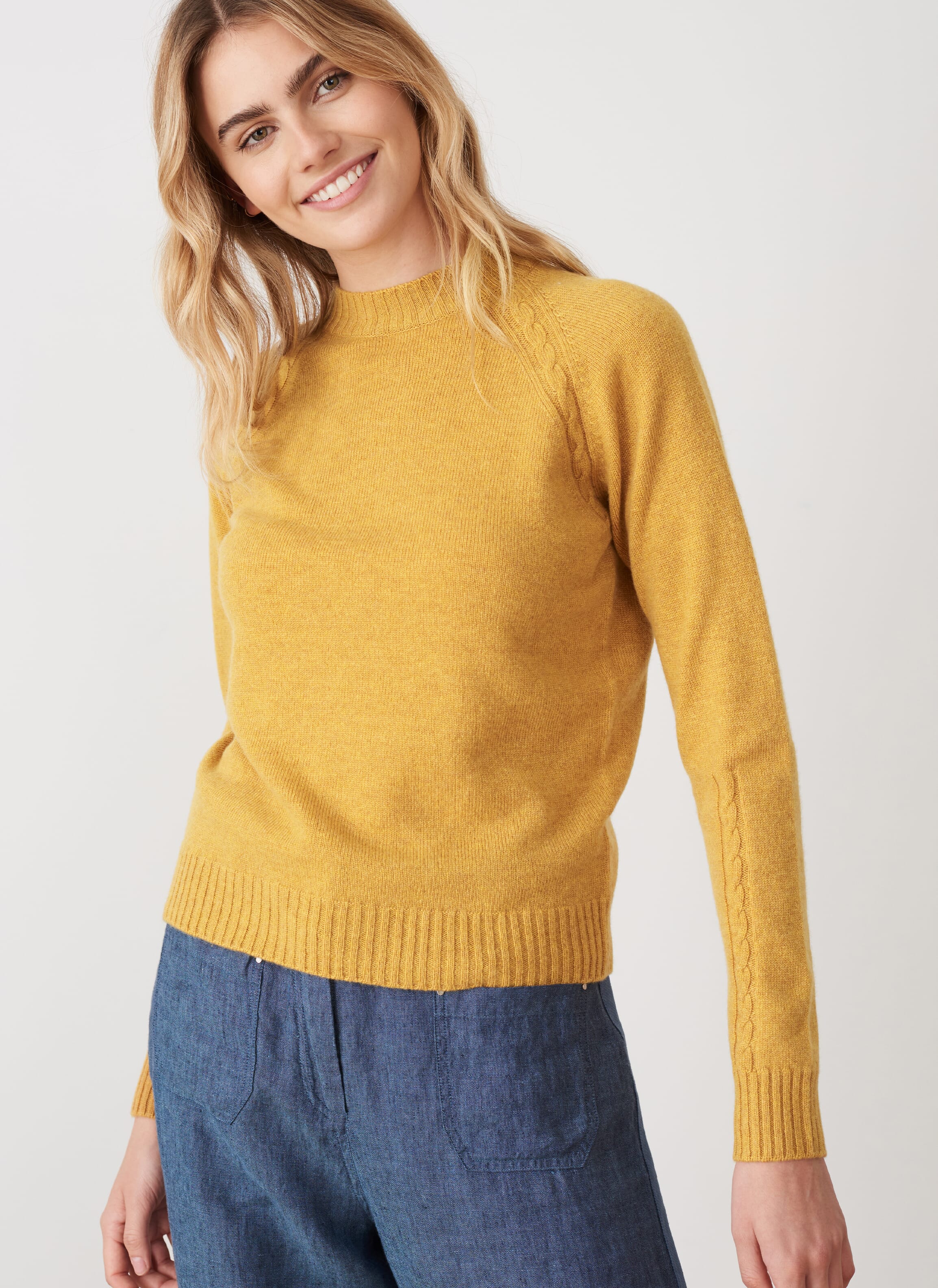 Ochre Cashmere Cable Jumper | Women's Jumpers | Brora