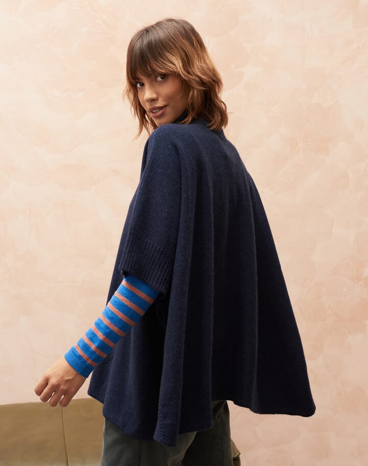 French Navy Cashmere Week-End Poncho | Ponchos & Scarves | Brora