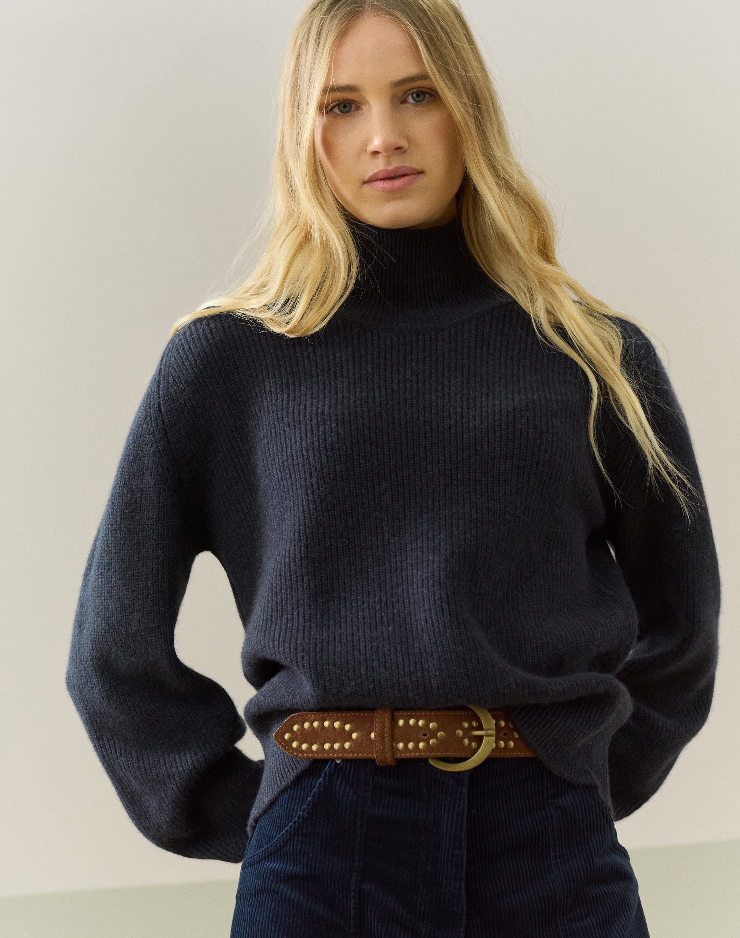 Cashmere Ribbed Polo in Midnight | Women's Polo Necks | Brora Fashion