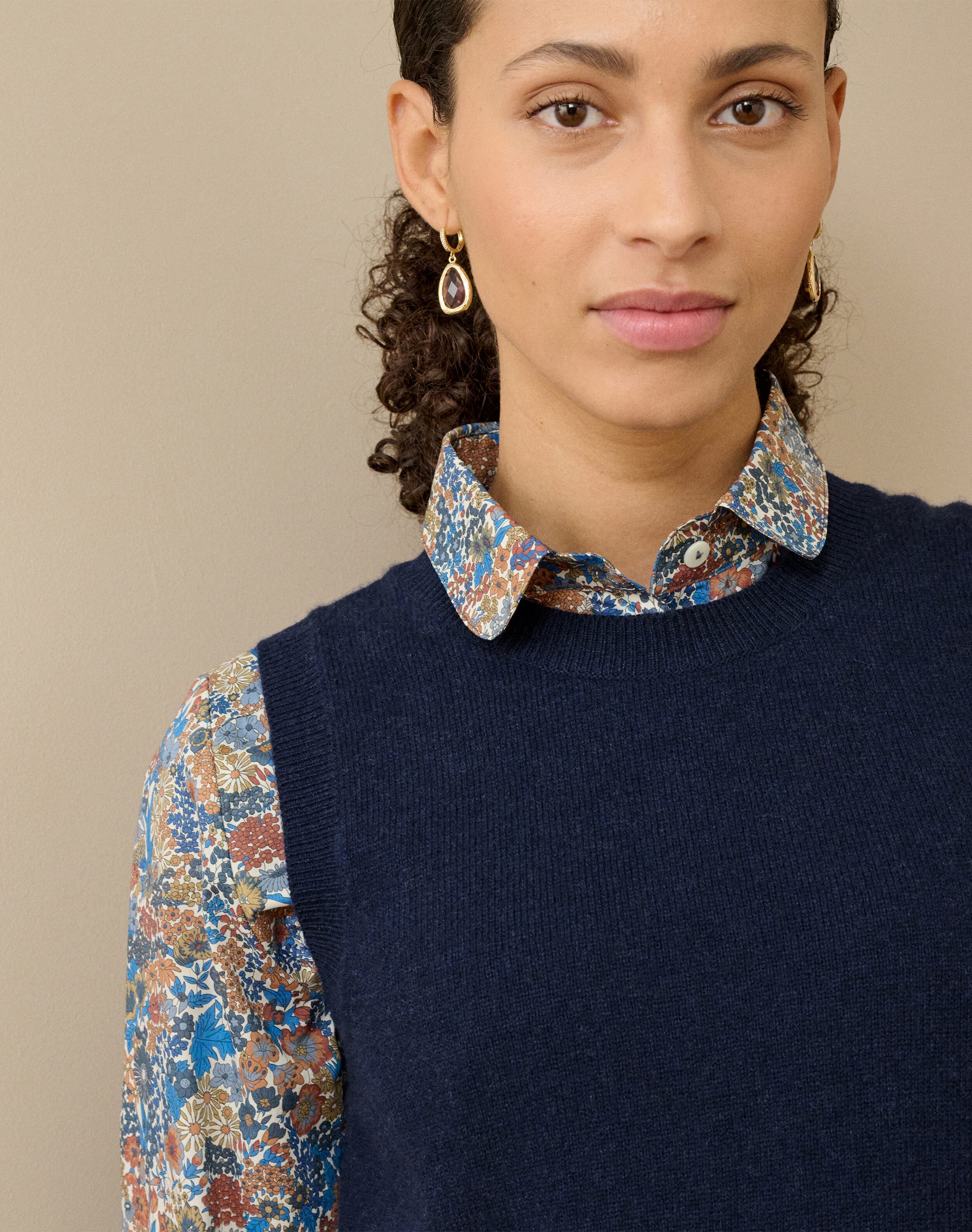 Cashmere Tank in French Navy | Layering Essentials | Brora Clearance