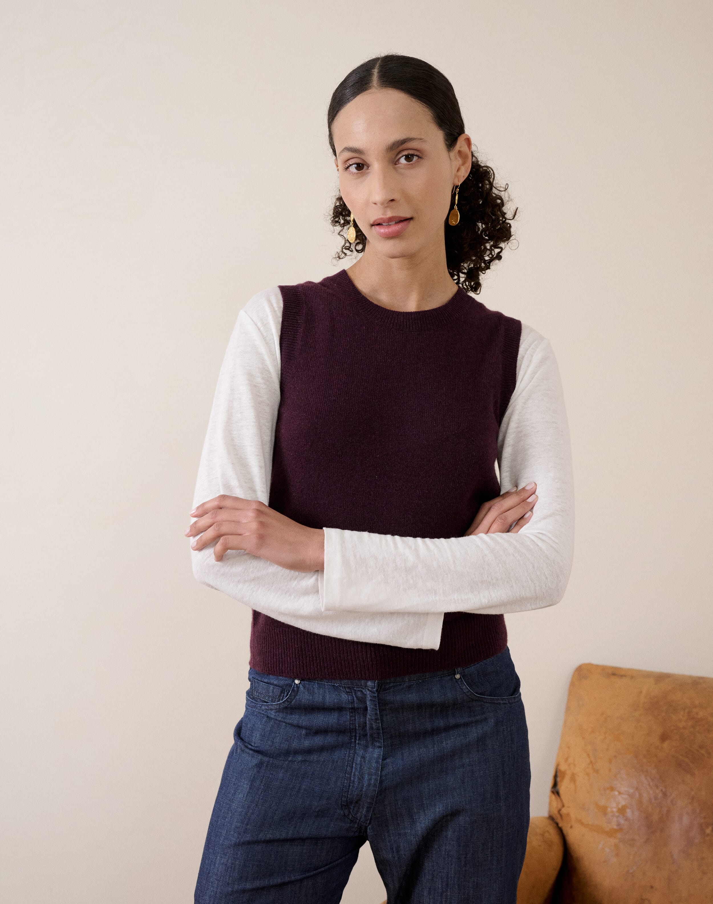 Cashmere Tank in Aubergine | Women's Knitwear | Brora Fashion