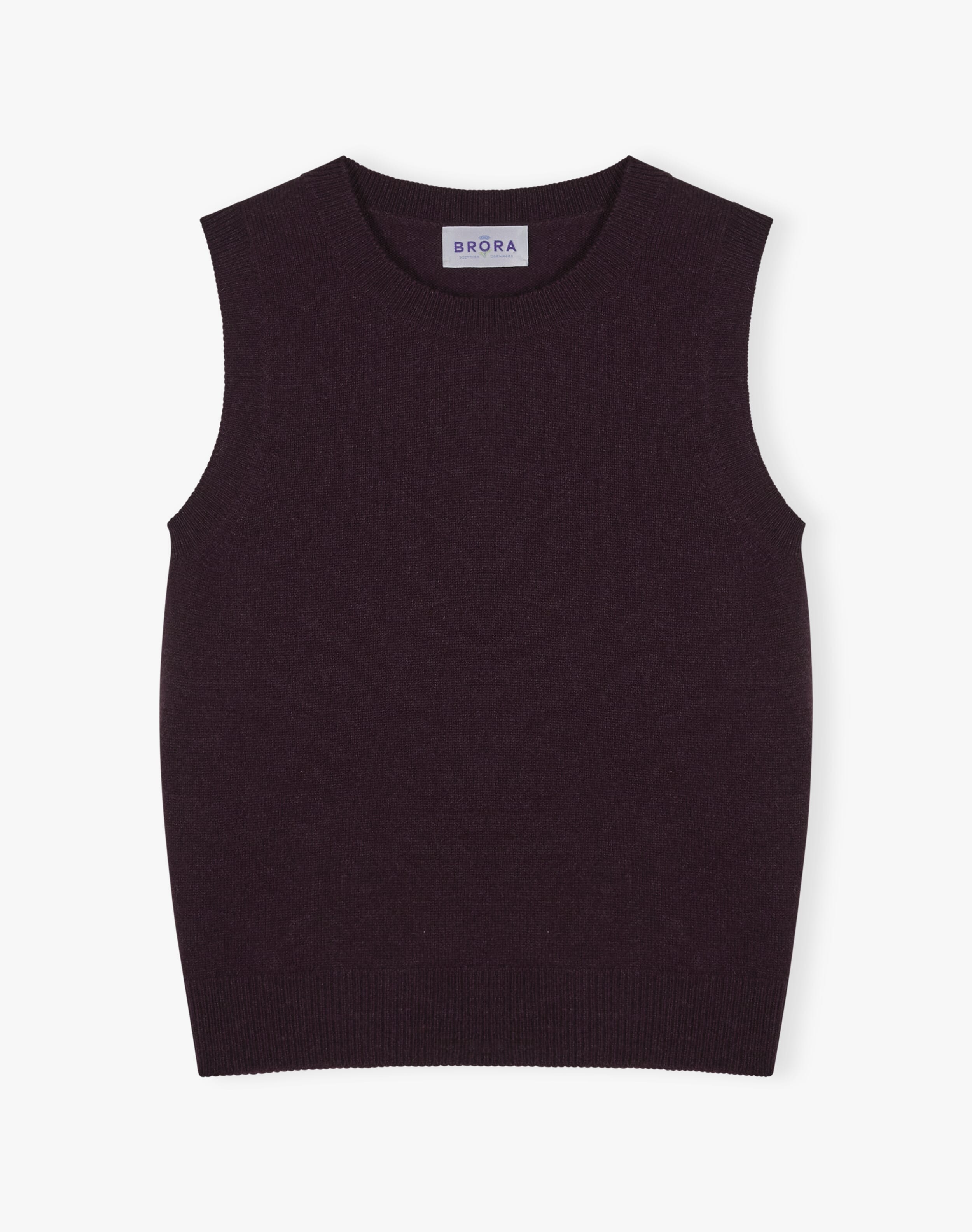 Cashmere Tank in Aubergine | Women's Knitwear | Brora Fashion