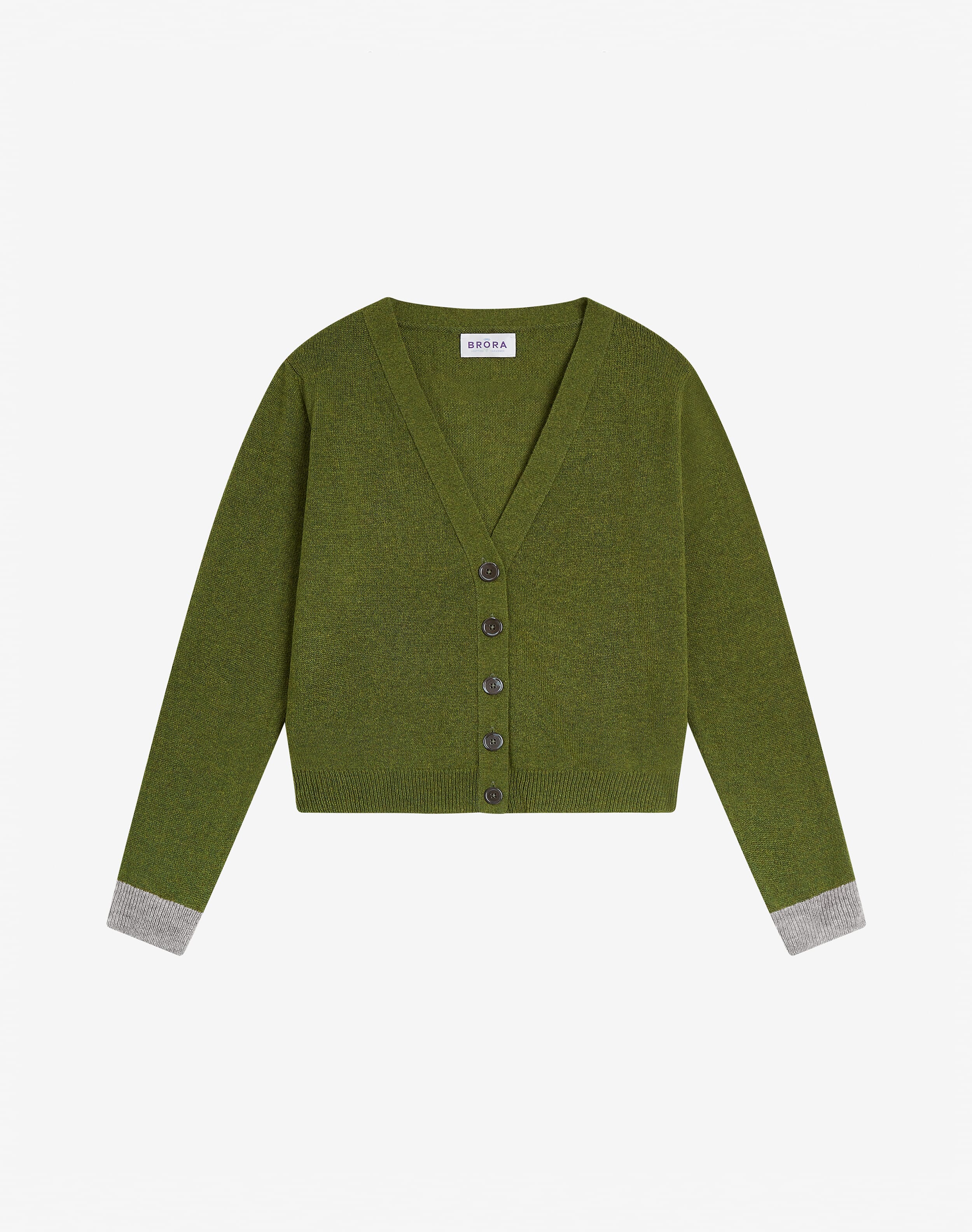 Cashmere Cropped Cardigan in Moss | Women's Knitwear | Brora