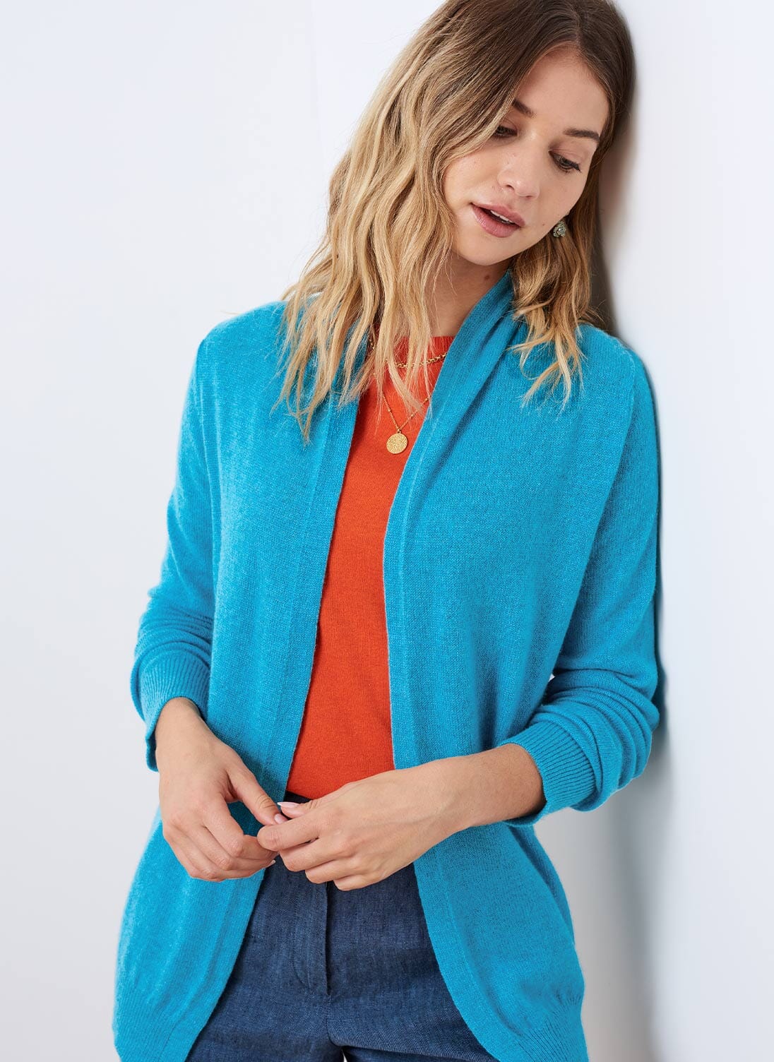 Turquoise Cashmere Gauzy Shawl Cardigan | Cardigans | Brora