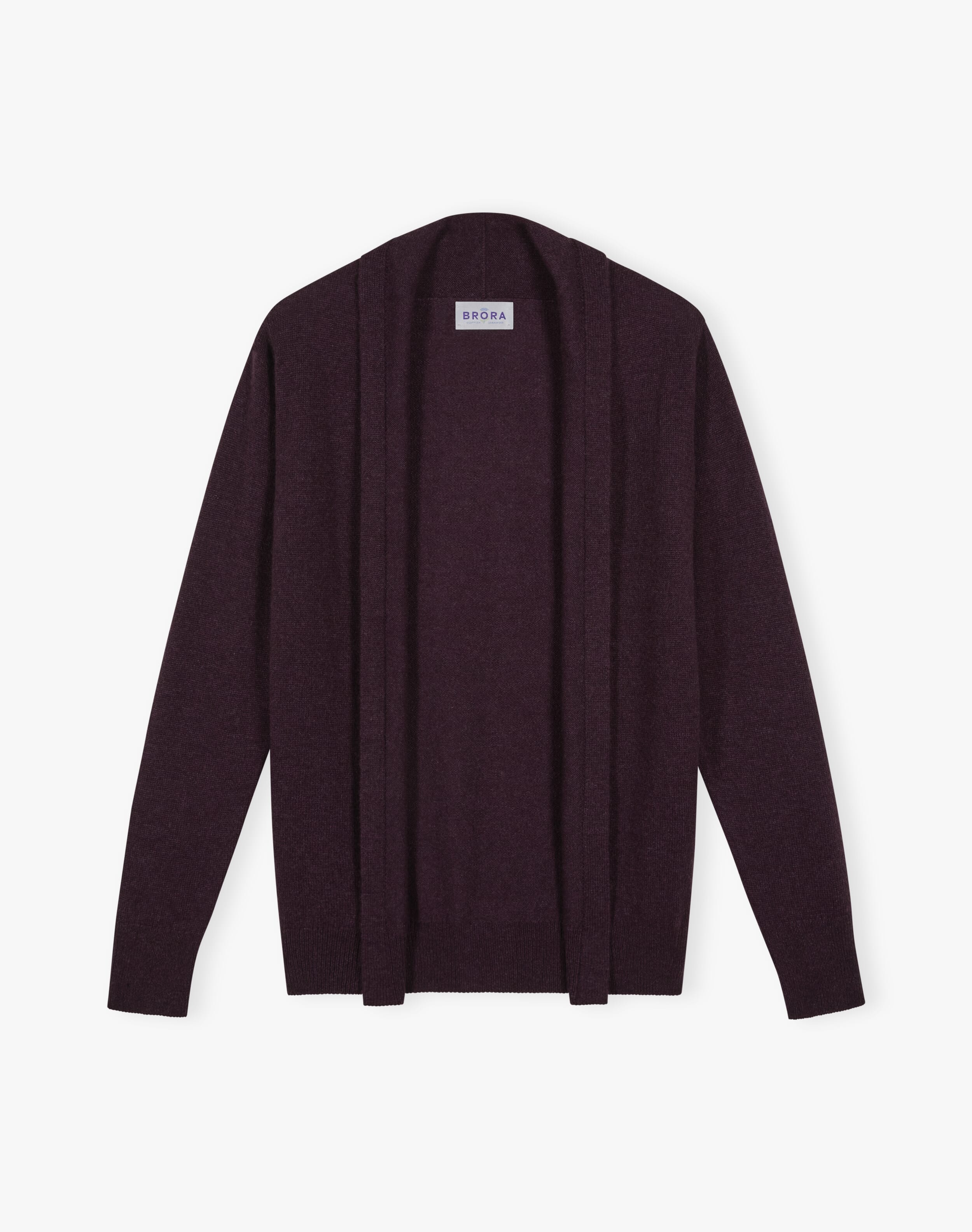 Scottish Cashmere Gauzy Shawl Cardigan in Aubergine | Cardigans | Brora
