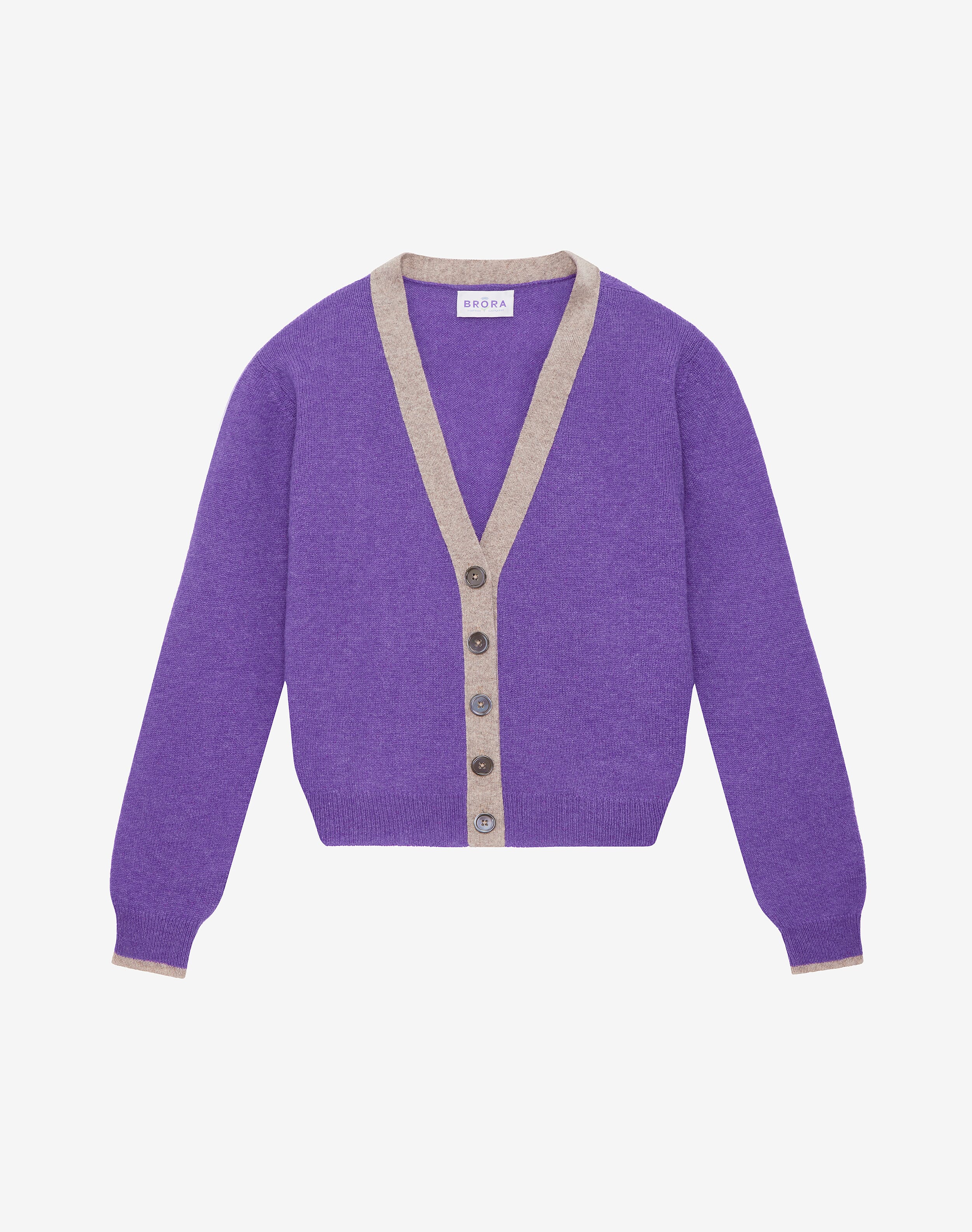 Purple Contrast Trim Cardigan | Women's Cardigans | Brora Fashion