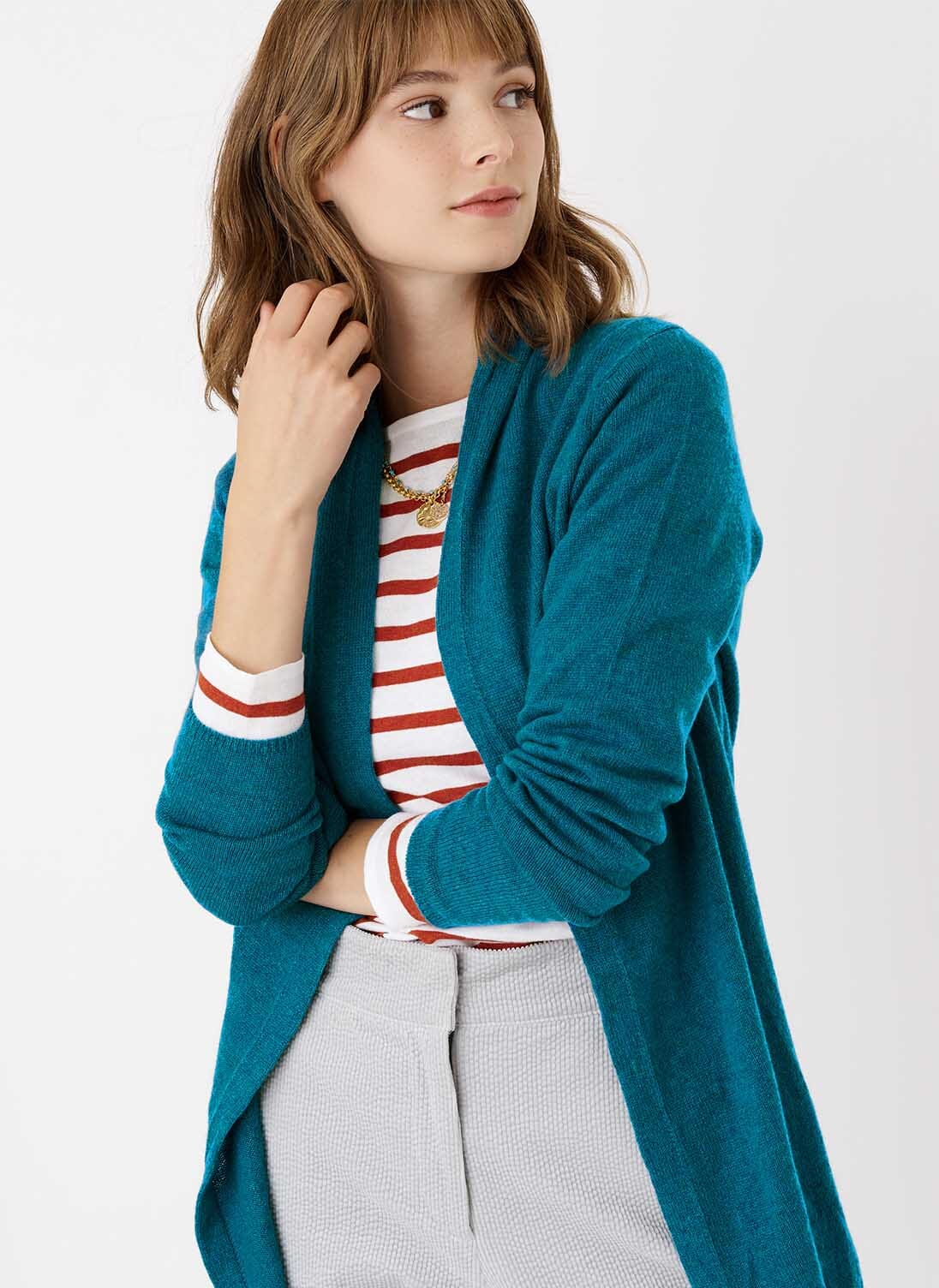 Lagoon Women's Cashmere Gauzy Shawl Cardigan | Brora UK