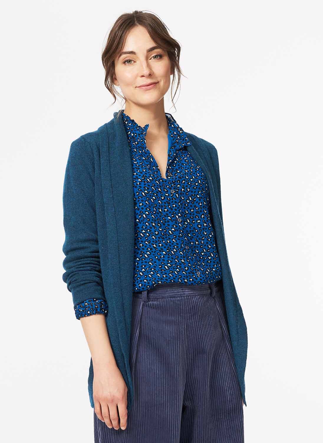 Teal Cashmere Gauzy Shawl Cardigan | Women's Cashmere | Brora
