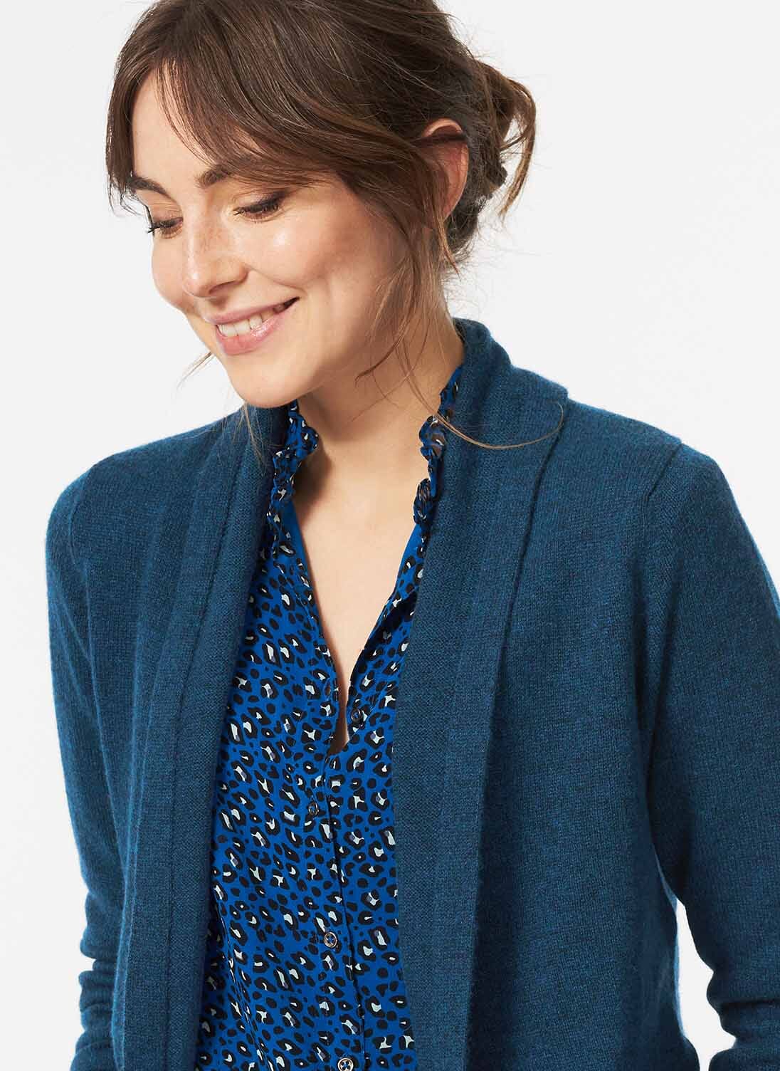 Teal Cashmere Gauzy Shawl Cardigan | Women's Cashmere | Brora