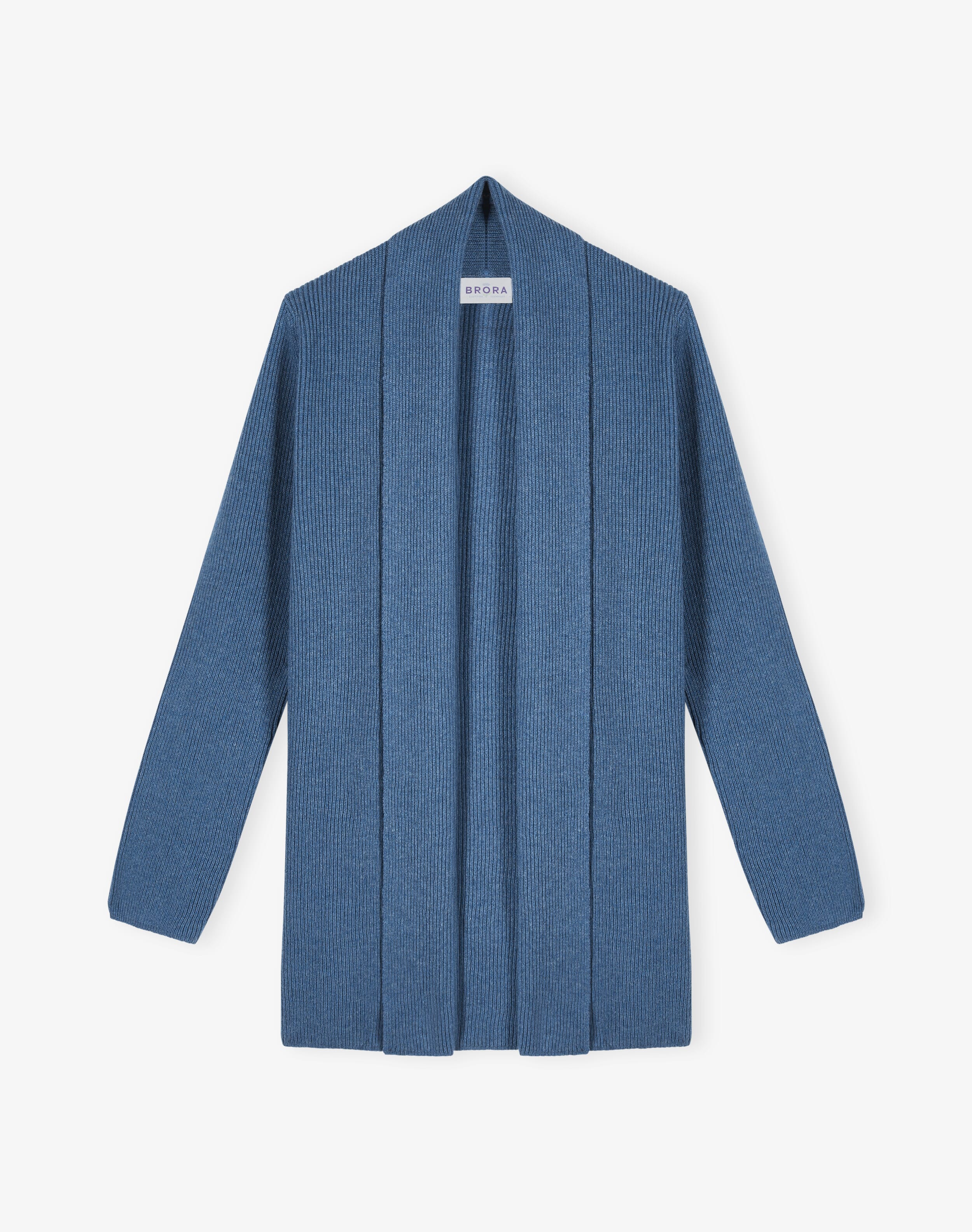 Cashmere Shawl Ribbed Cardigan in Dusk | Brora Clearance