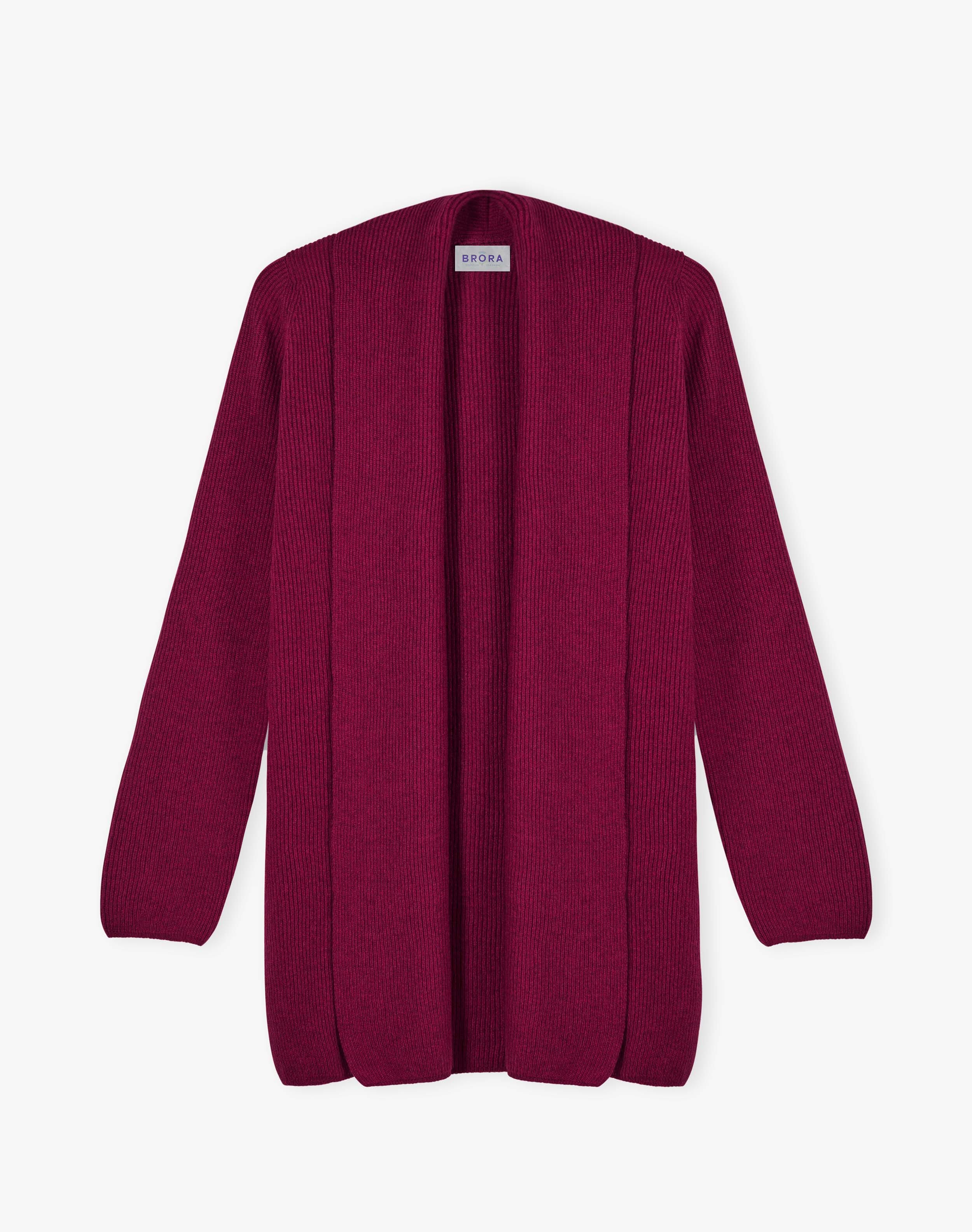 Scottish Cashmere Shawl Ribbed Cardigan in Mulberry | Cardigans | Brora