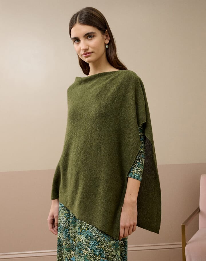 Cashmere Gauzy Knit Poncho in Sorrel| Brora Clearance