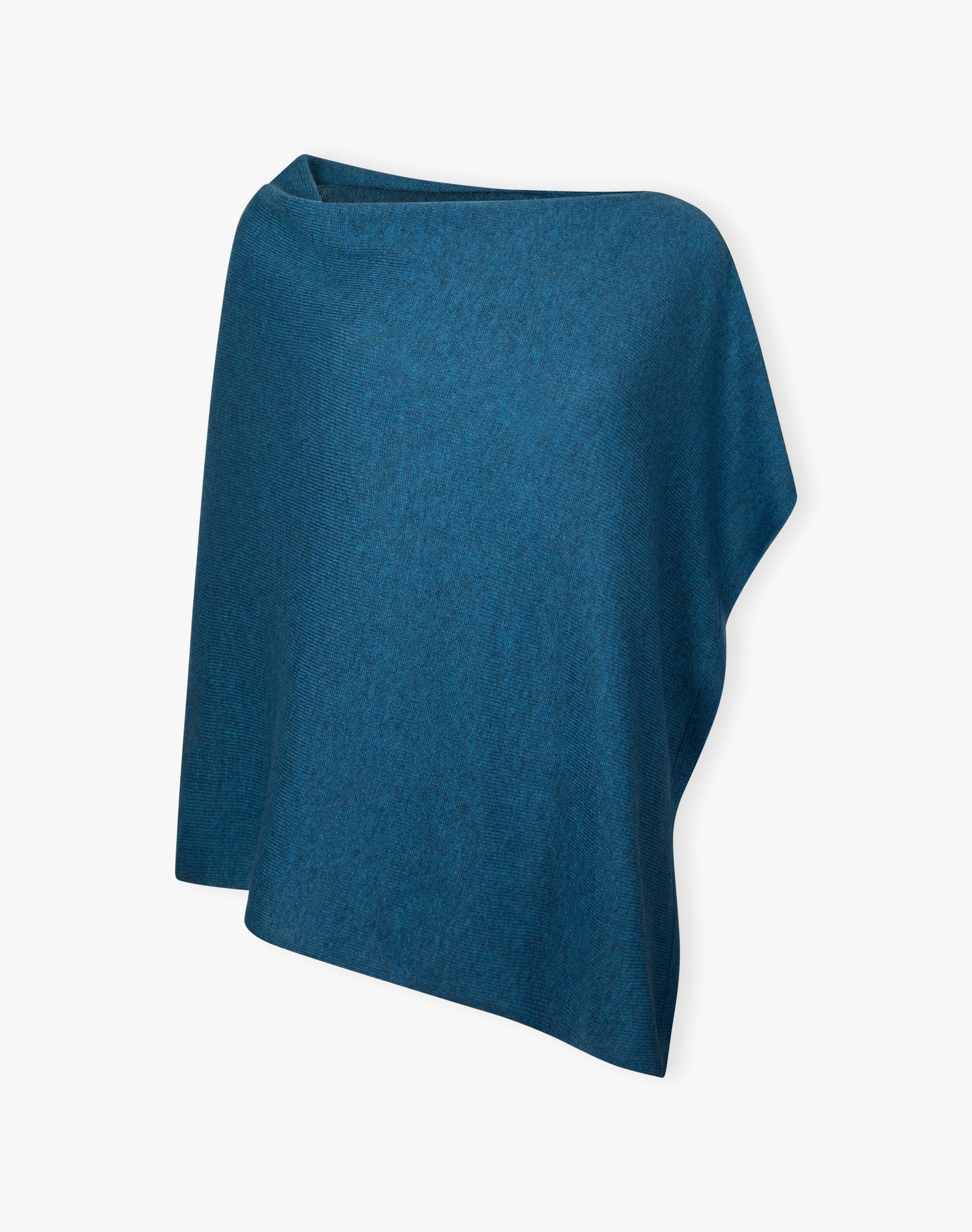 Cashmere Gauzy Knit Poncho in Jay| Brora Clearance