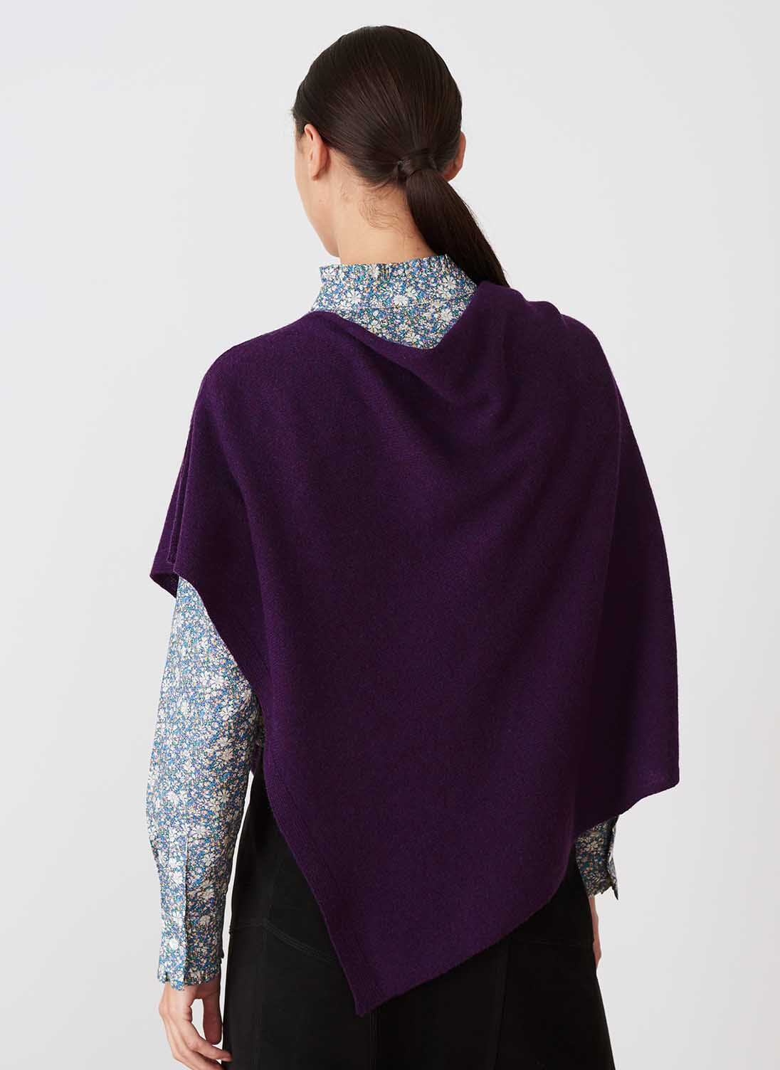 Grape Cashmere Gauzy Knit Poncho | Women's Ponchos & Capes | Brora Online
