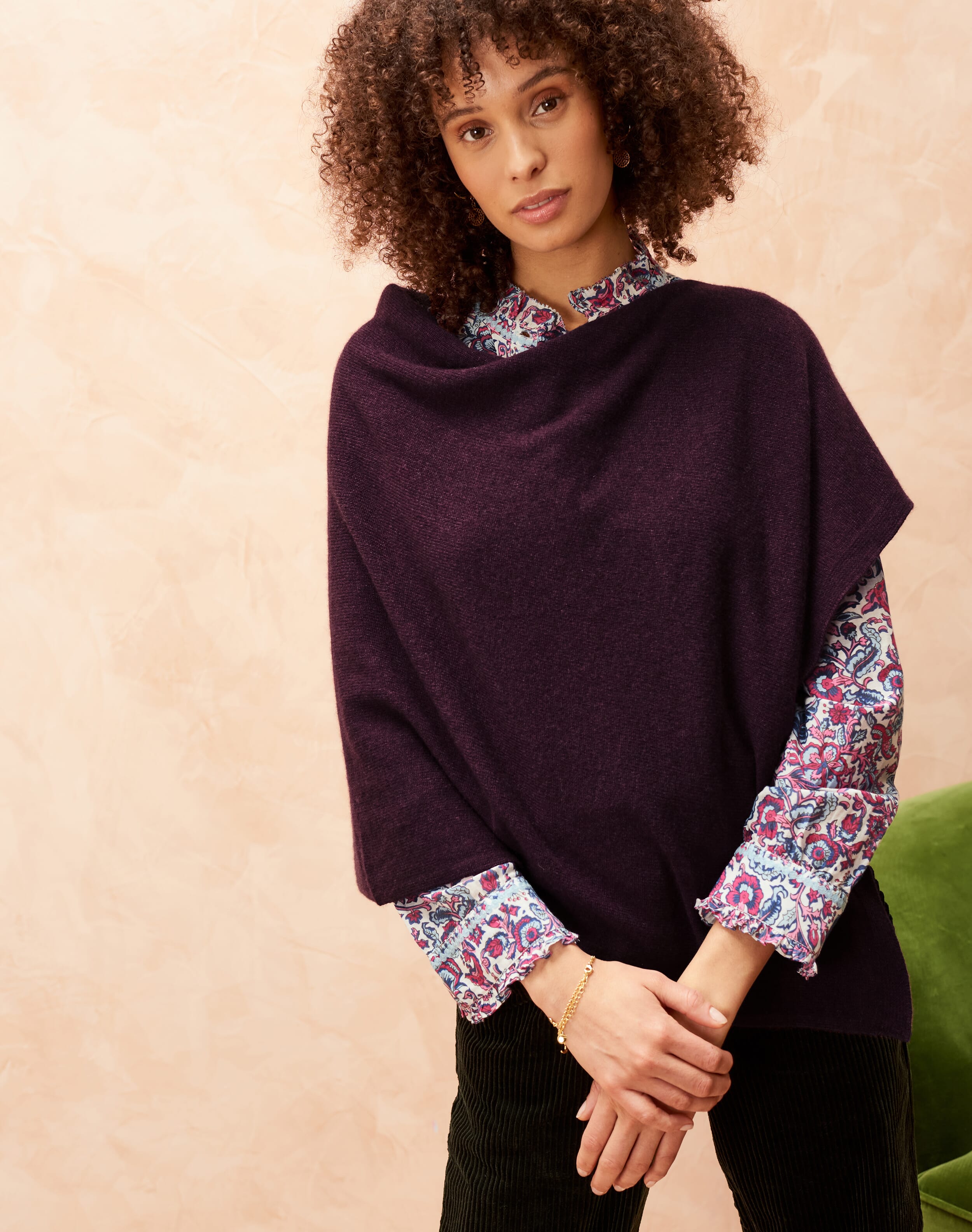 Ash Cashmere Gauzy Knit Poncho | Women's Cashmere | Brora UK