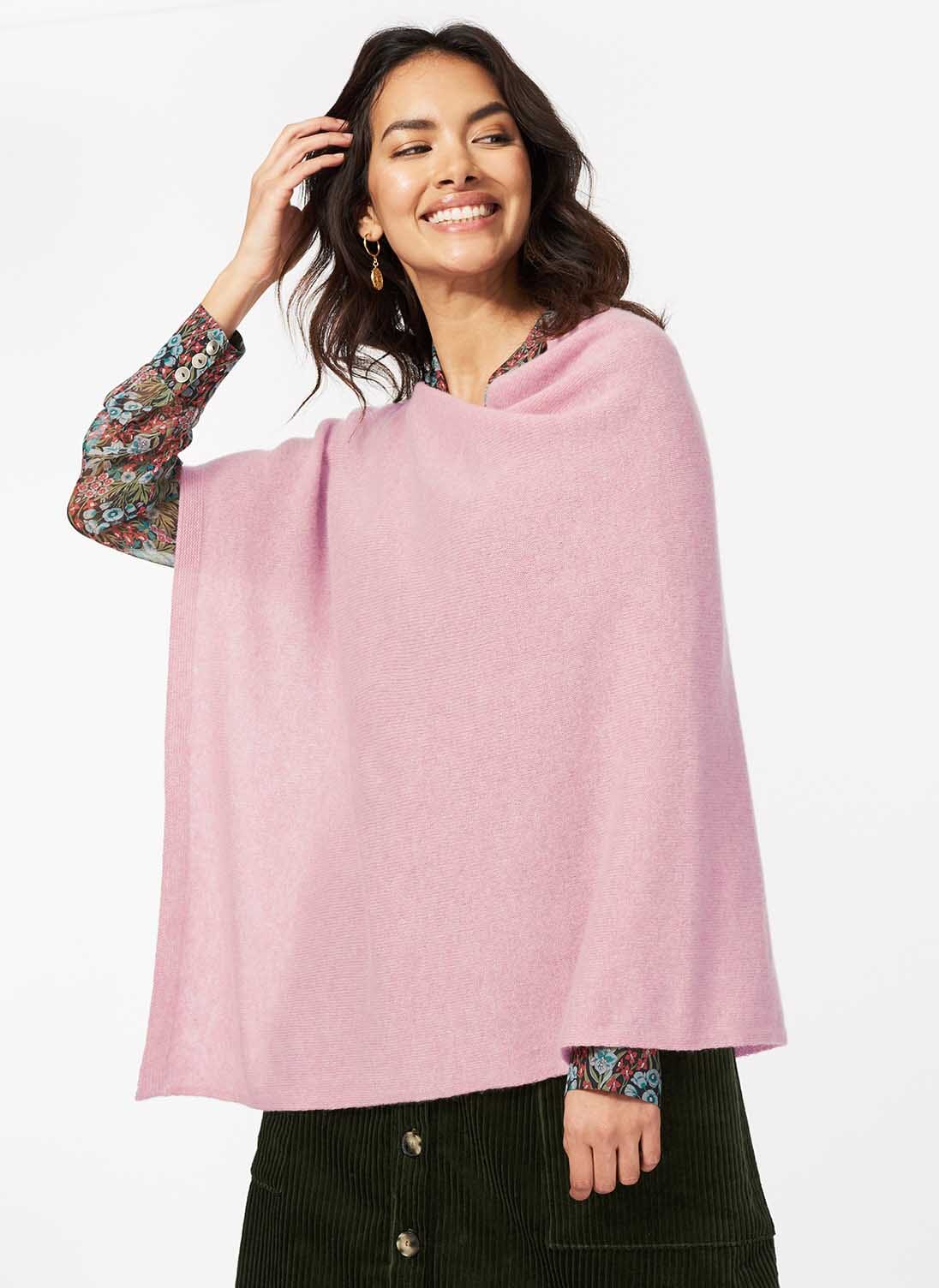 Wild Rose Cashmere Gauzy Knit Poncho | Ponchos & Capes | Brora