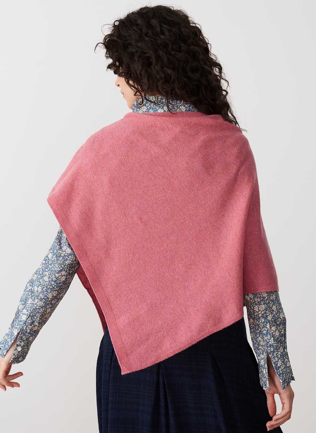 Old Rose Cashmere Gauzy Knit Poncho | Women's Ponchos & Capes | Brora ...