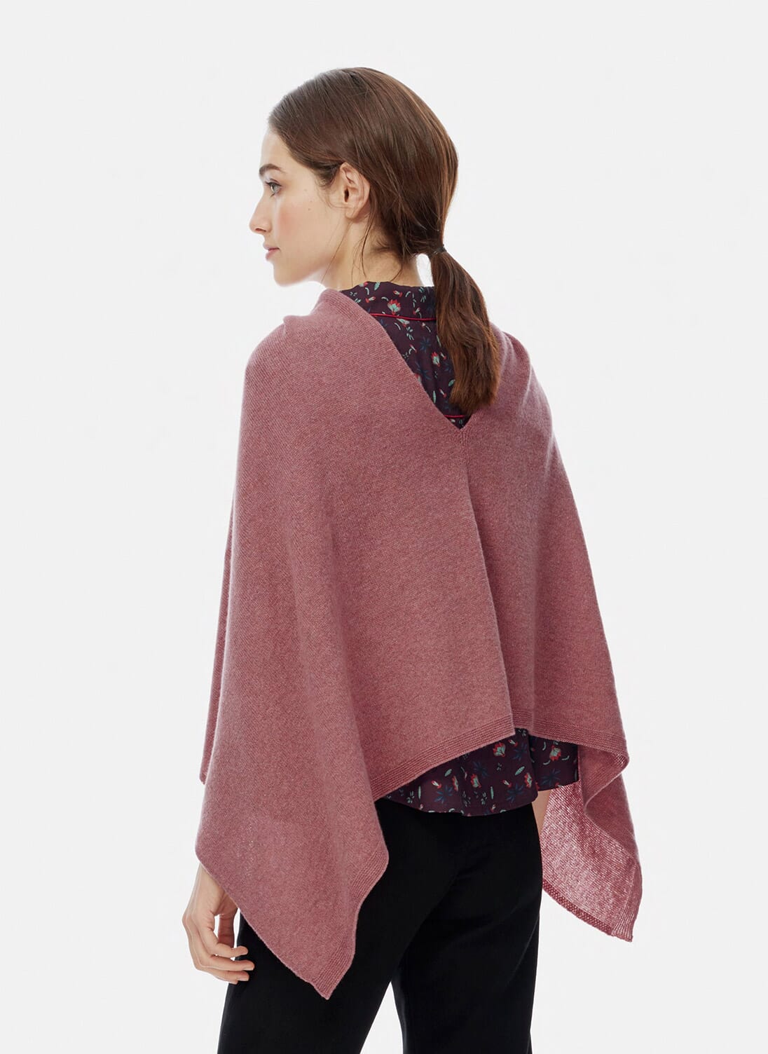 Rosewood Cashmere Gauzy Knit Poncho | Ponchos & Capes | Brora