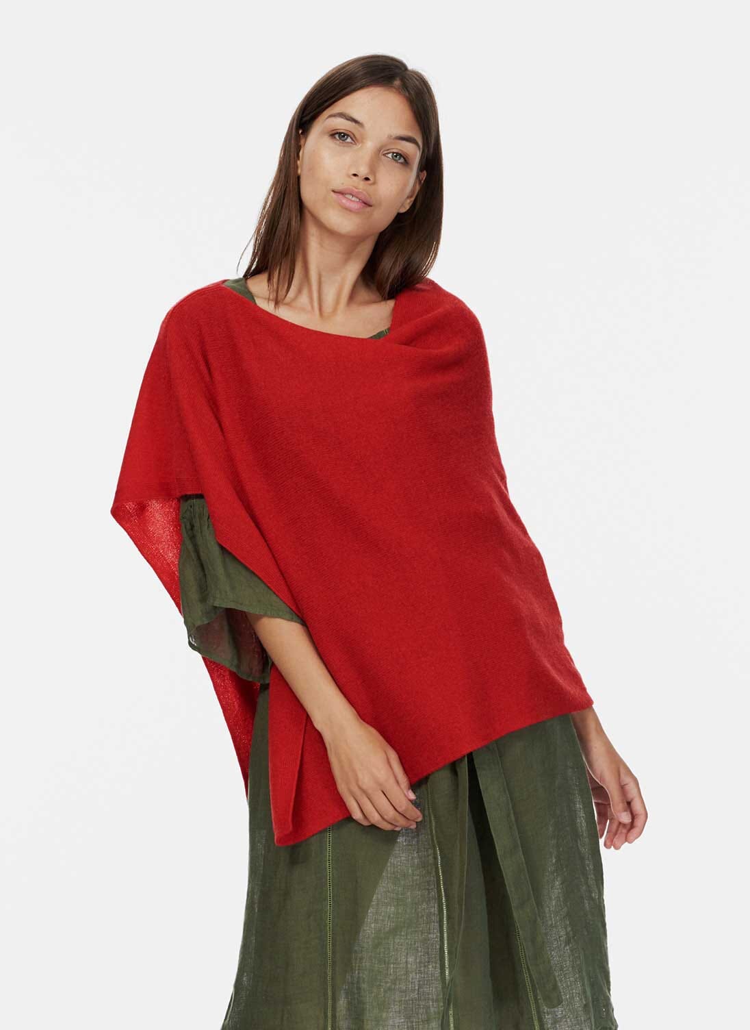 Cardinal Cashmere Gauzy Knit Poncho | Ponchos & Capes | Brora